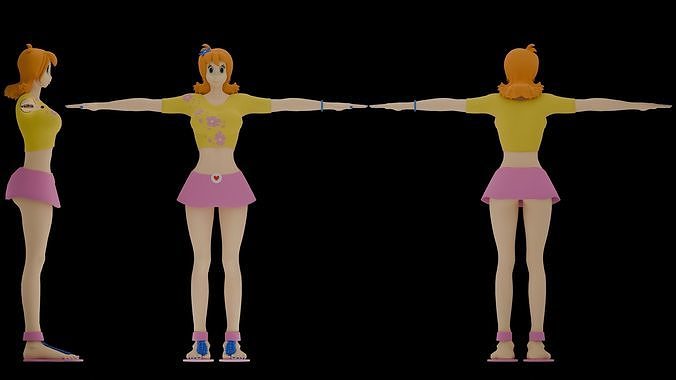 3D model LONG FEET GIRL CARTOON CHARACTER VR / AR / low-poly | CGTrader