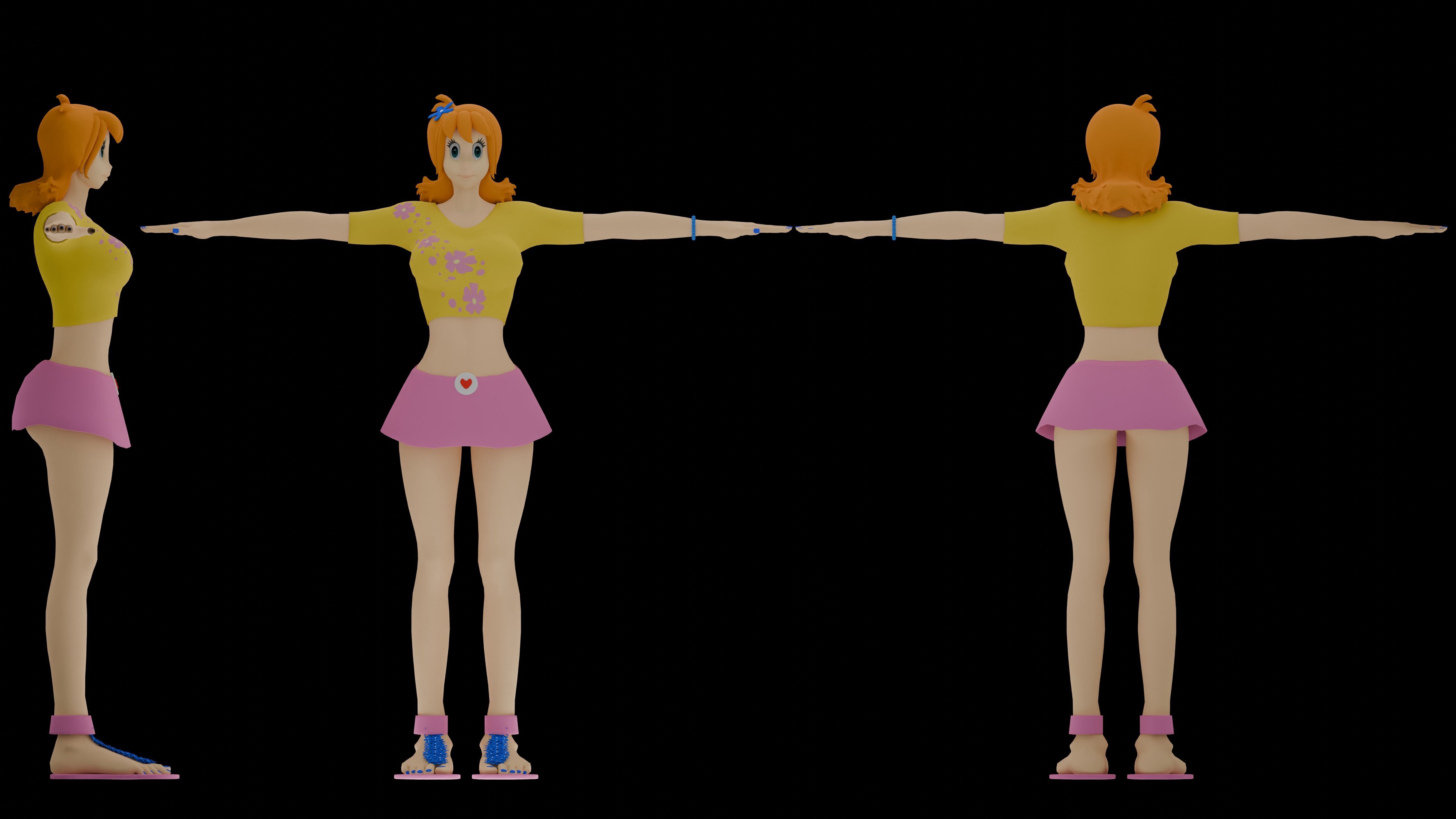 3D model LONG FEET GIRL CARTOON CHARACTER VR / AR / low-poly | CGTrader