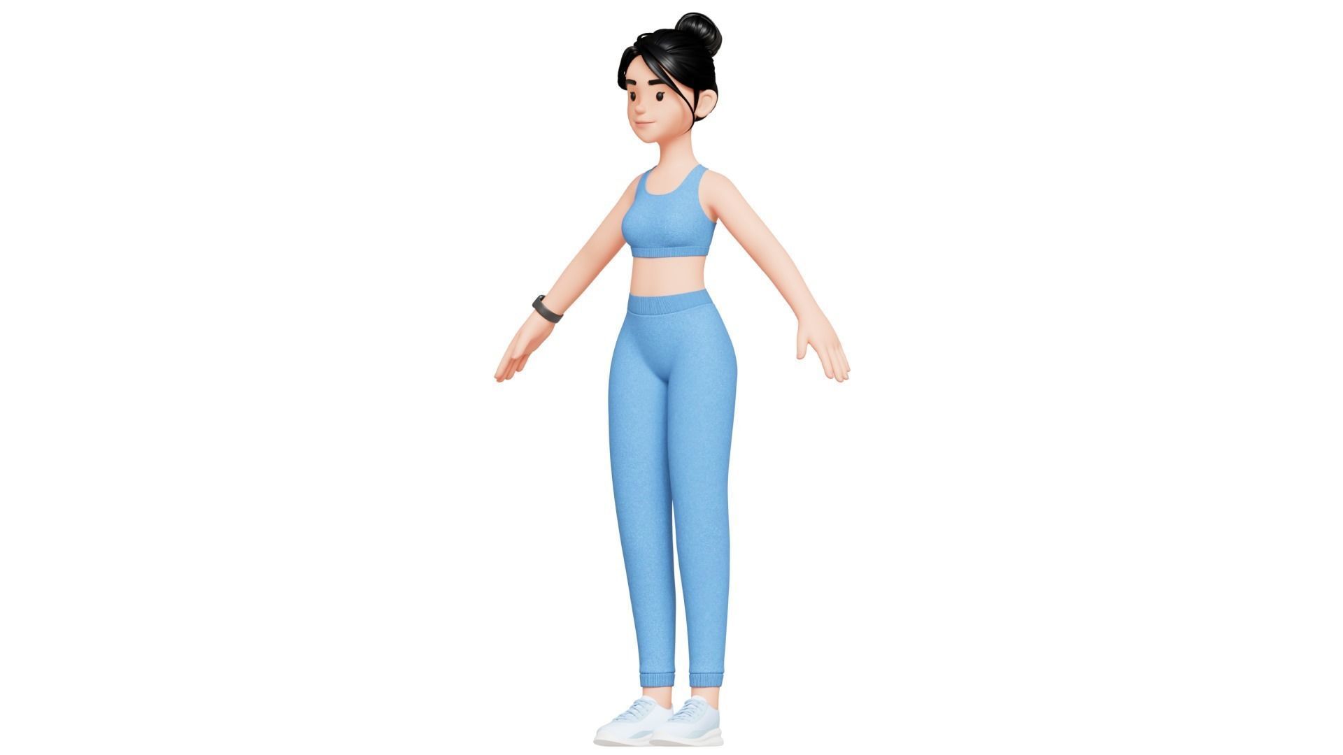 3D model Cartoon Gym Sports Fitness Girl Woman Illustration Style VR ...