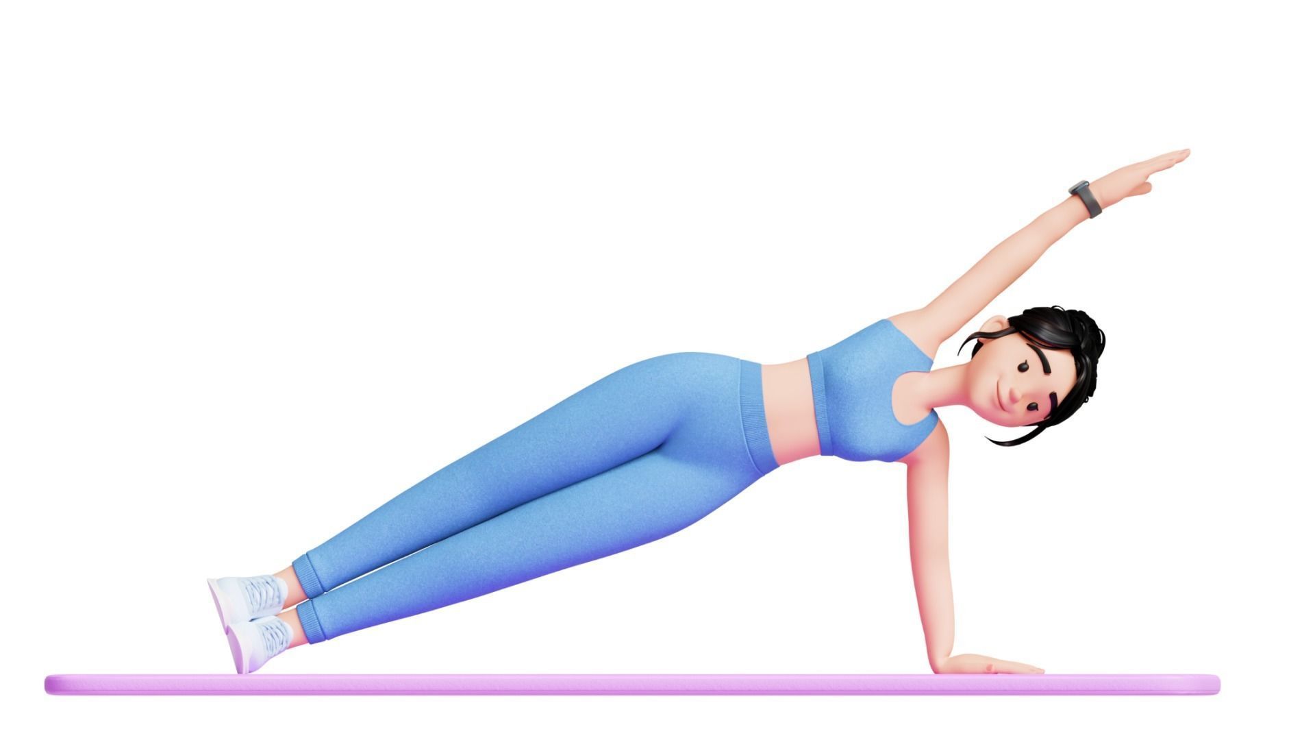 3D model Cartoon Gym Sports Fitness Girl Woman Illustration Style VR ...