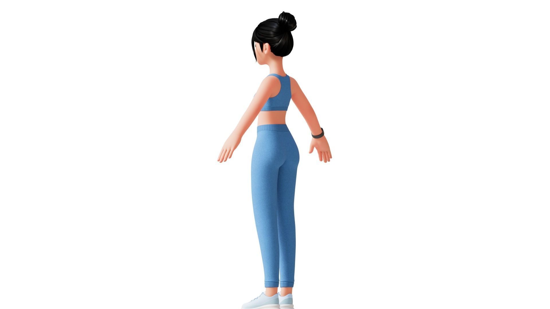 3D model Cartoon Gym Sports Fitness Girl Woman Illustration Style VR ...