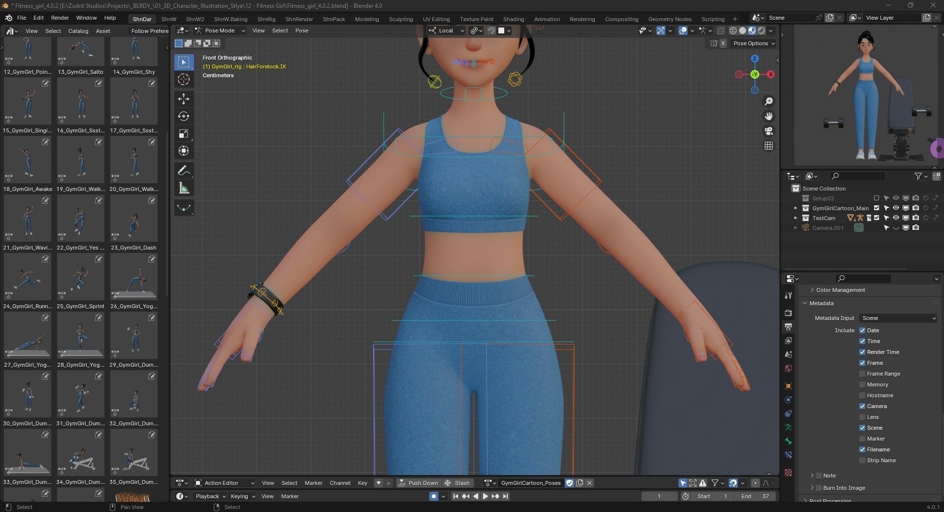 3D model Cartoon Gym Sports Fitness Girl Woman Illustration Style VR ...