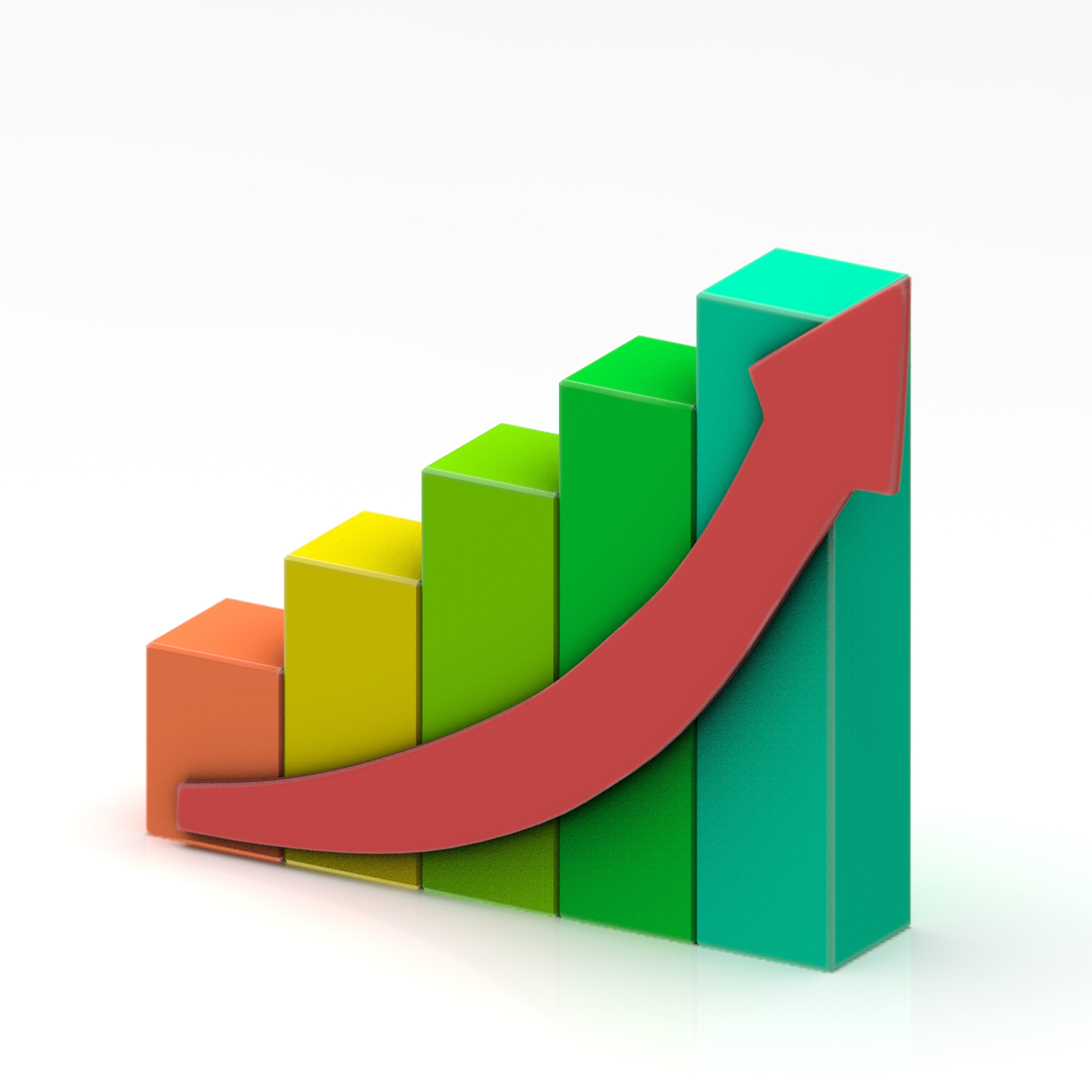 3D model Growing bar chart with arrow VR / AR / low-poly | CGTrader