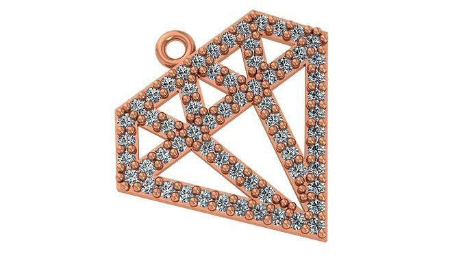 Diamond Charm Necklace 3D model 3D printable | CGTrader