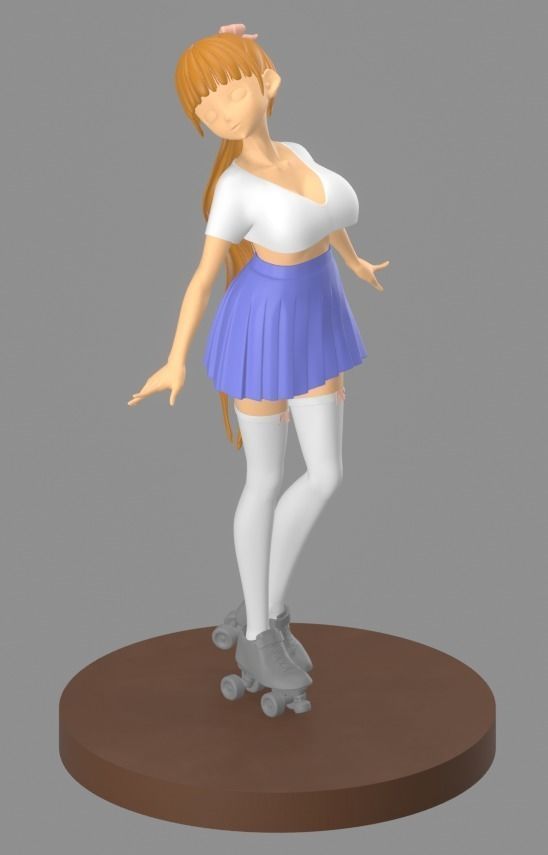 pinup roller skater girl 3D print model 3D model 3D printable | CGTrader