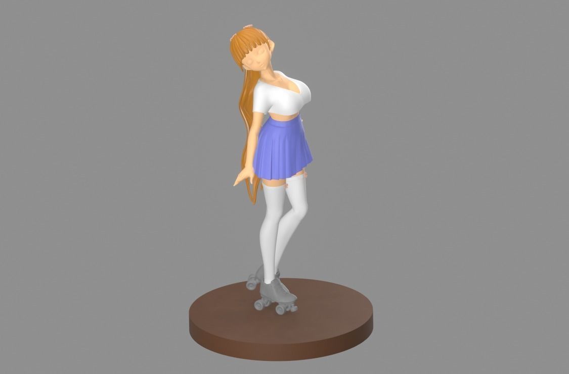 pinup roller skater girl 3D print model 3D model 3D printable | CGTrader