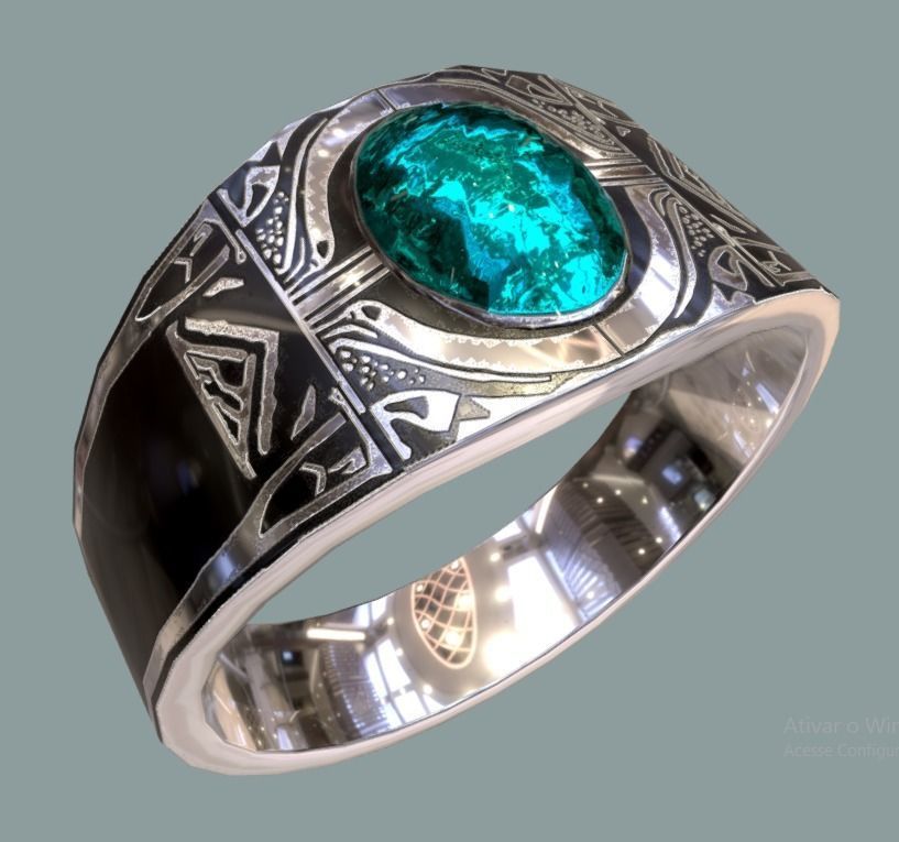 3D model Silver Blue Diamond Nordic Ring Low-Poly VR / AR / low-poly ...