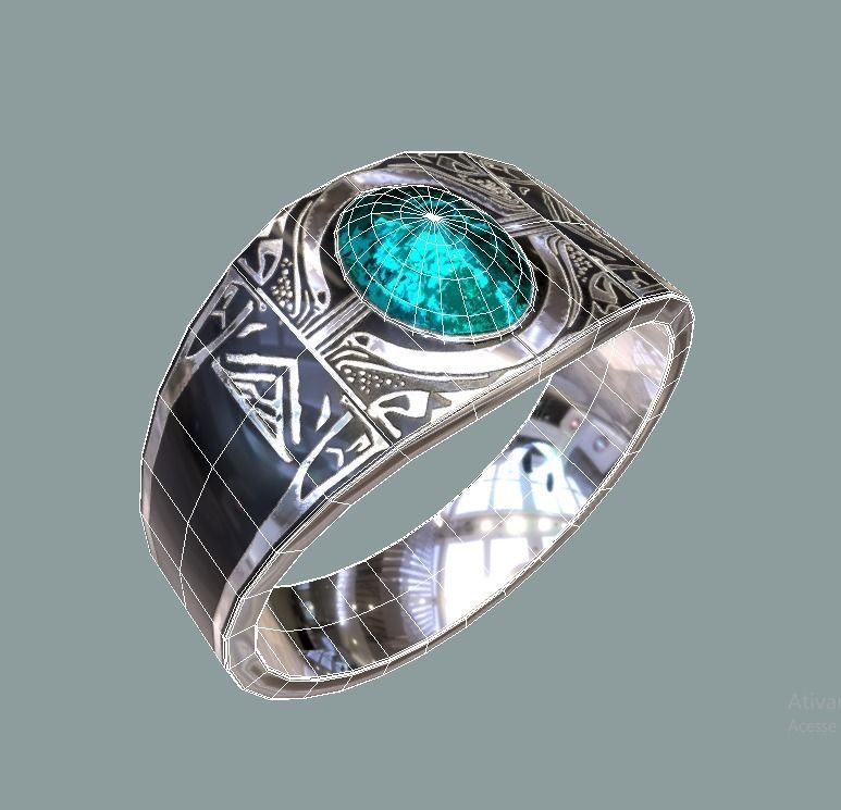 3D model Silver Blue Diamond Nordic Ring Low-Poly VR / AR / low-poly ...