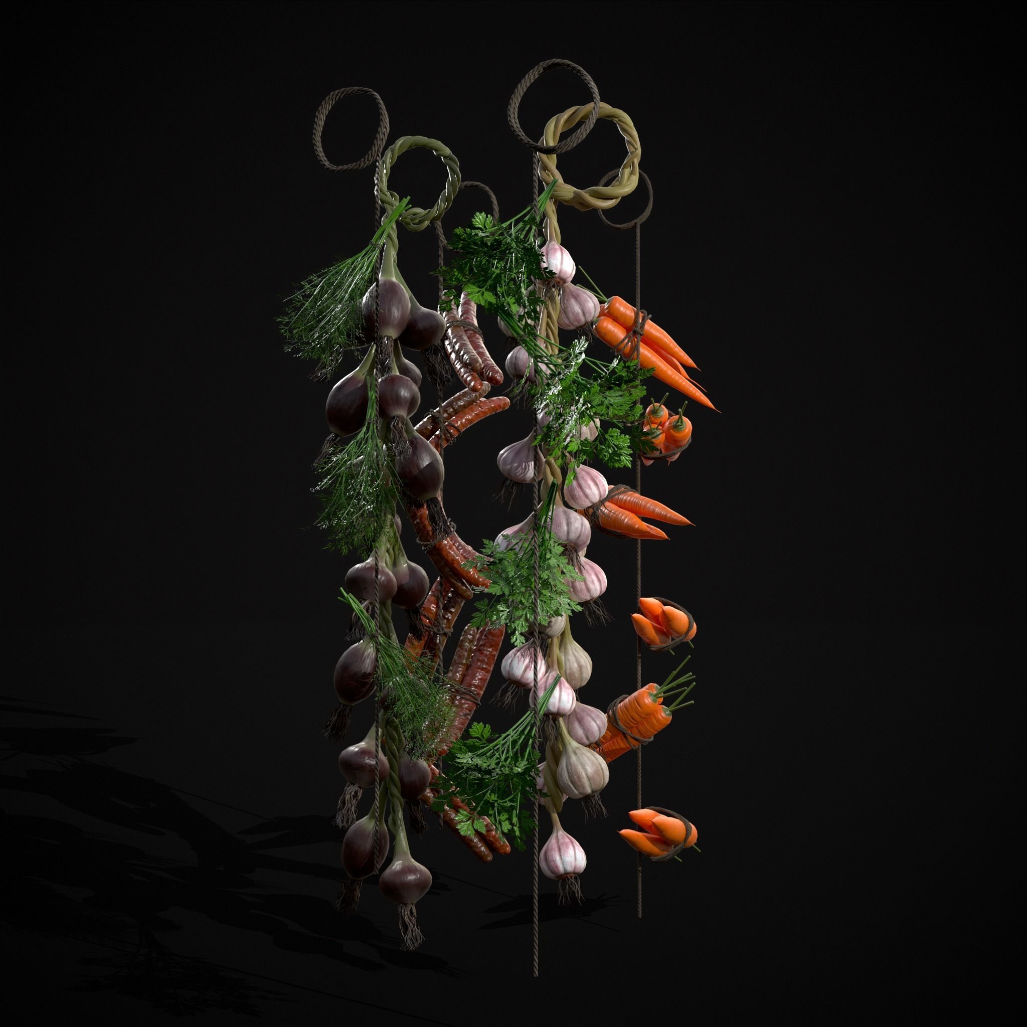 3D Model Collection Six Hanging Food Stuffs VR / AR / low-poly | CGTrader