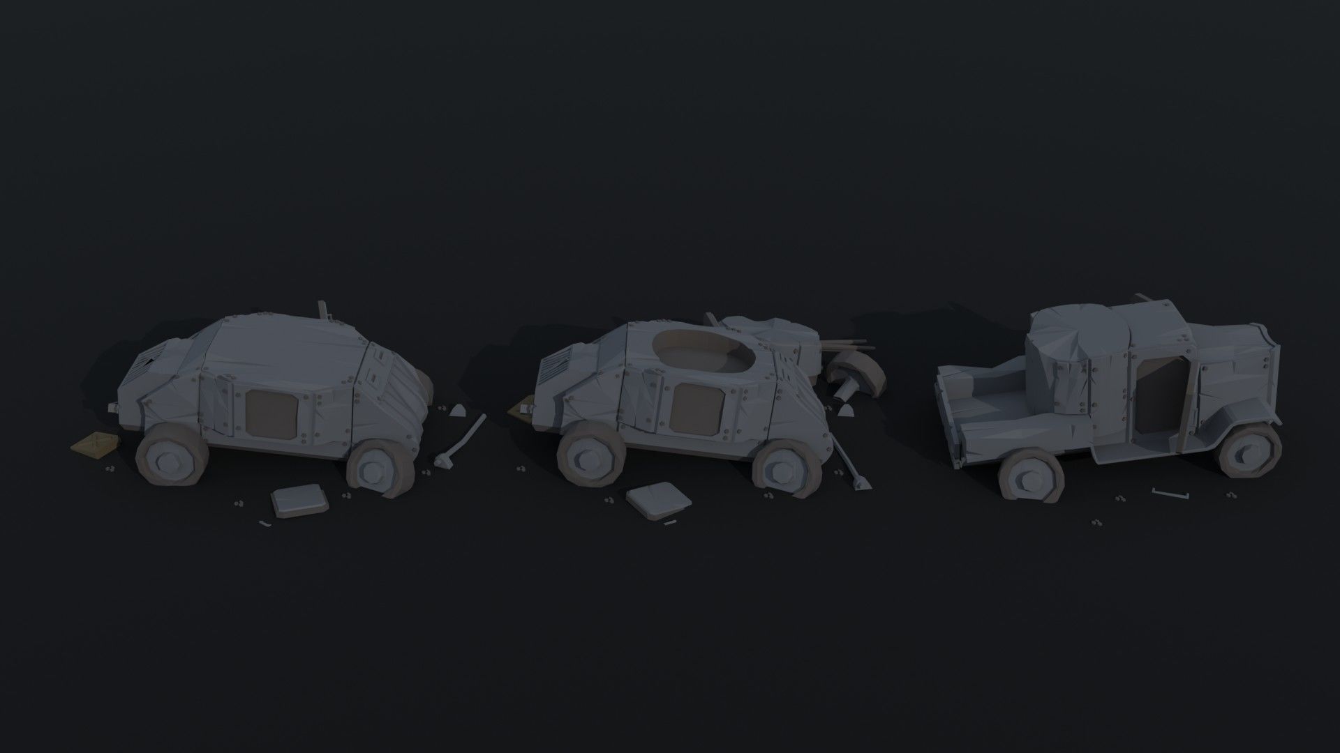 3D model Cartoon Dieselpunk armored cars 3 Polygonal Style VR / AR ...