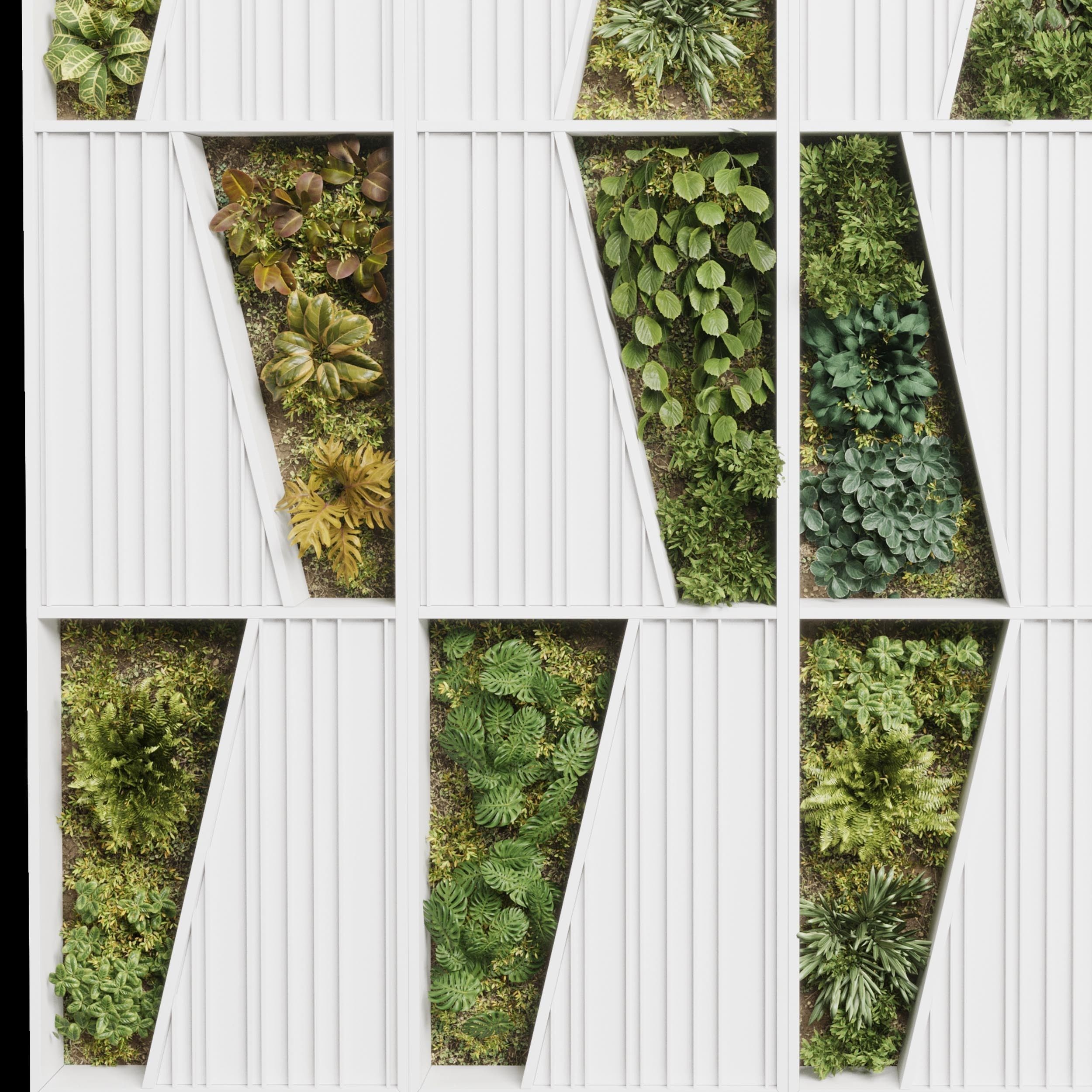 Vertical Wall Garden With Wooden frame - green wall set 77 3D model ...