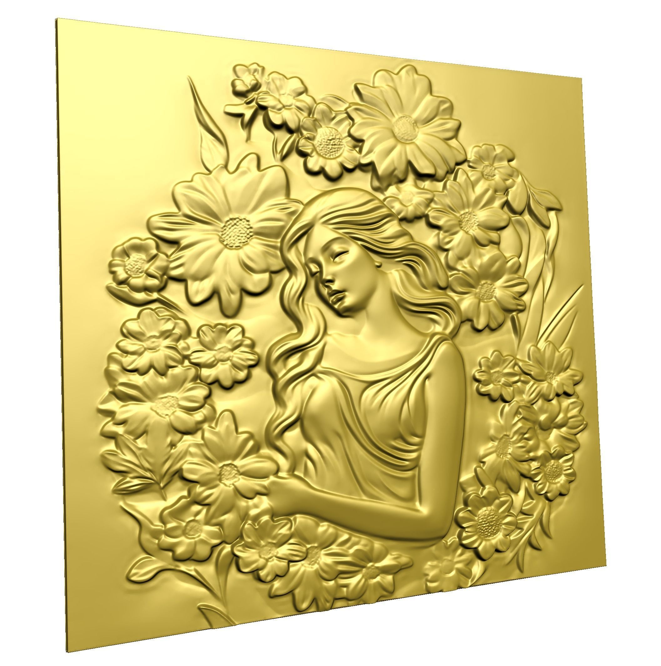 Flower Girl CNC bas-relief 3Dmodel wallart 3D model 3D printable | CGTrader