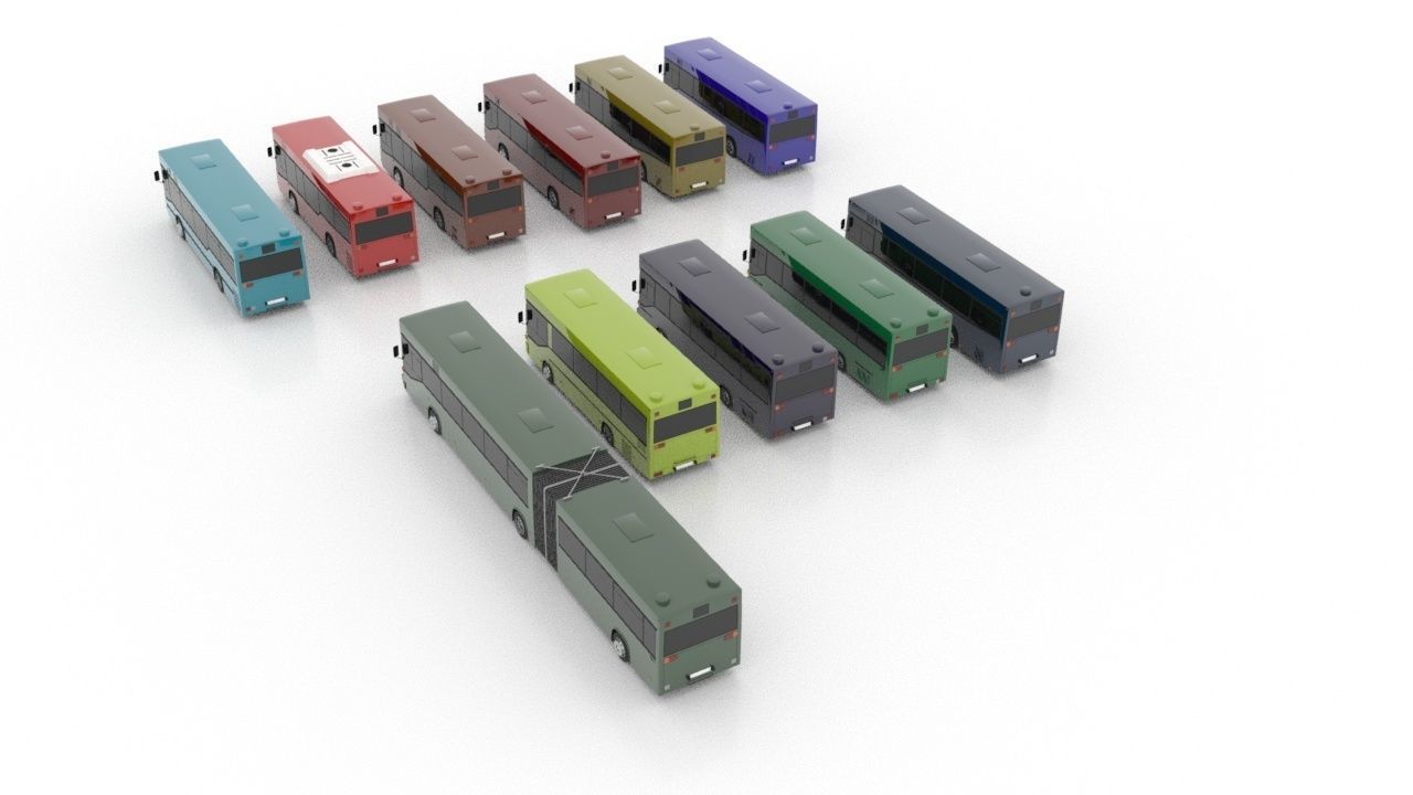3D Model Collection Goppel Bus Pack Low VR / AR / low-poly | CGTrader