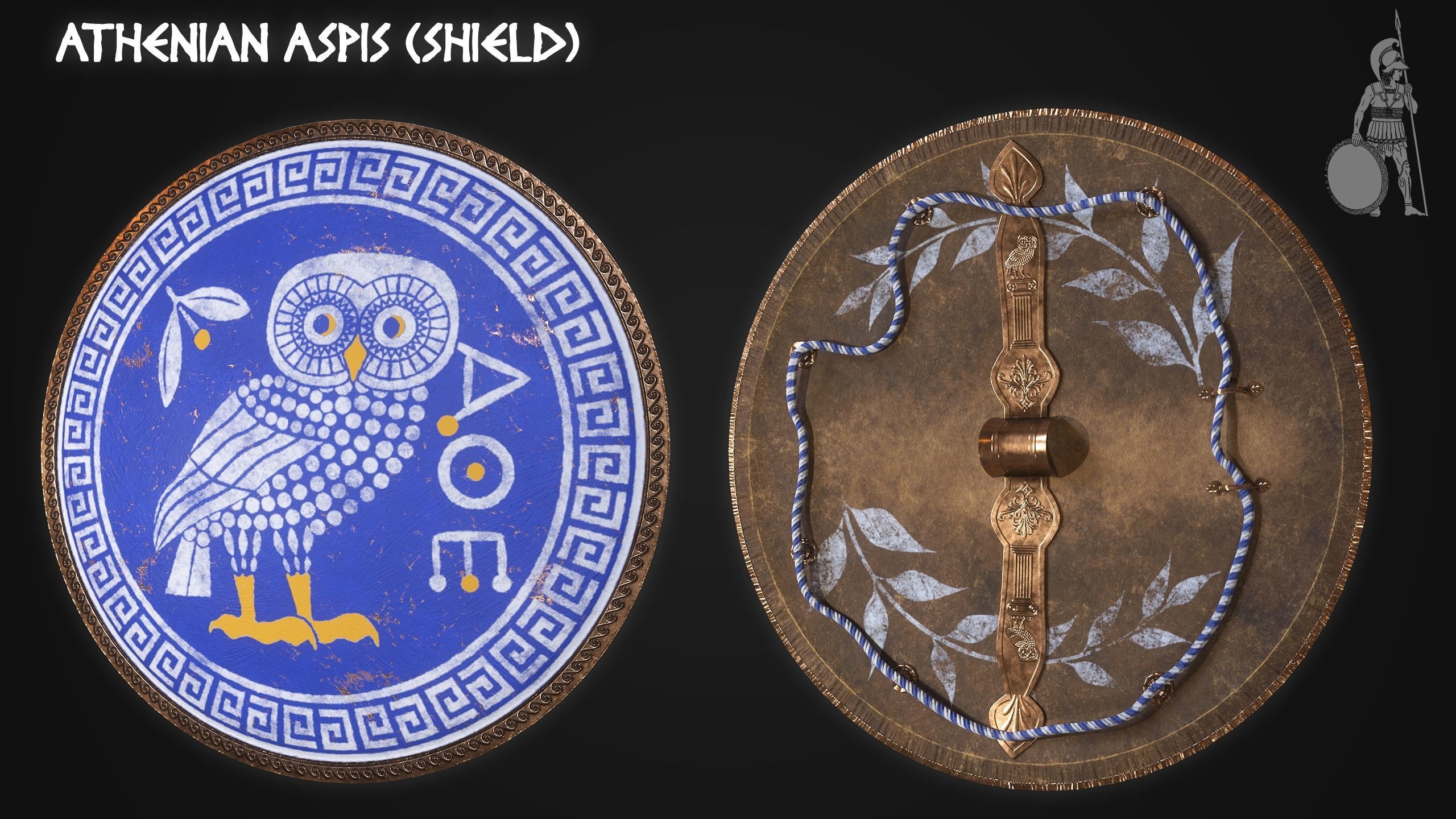 3D model Ancient Greek Shields Set Low Poly Game Ready VR / AR / low ...