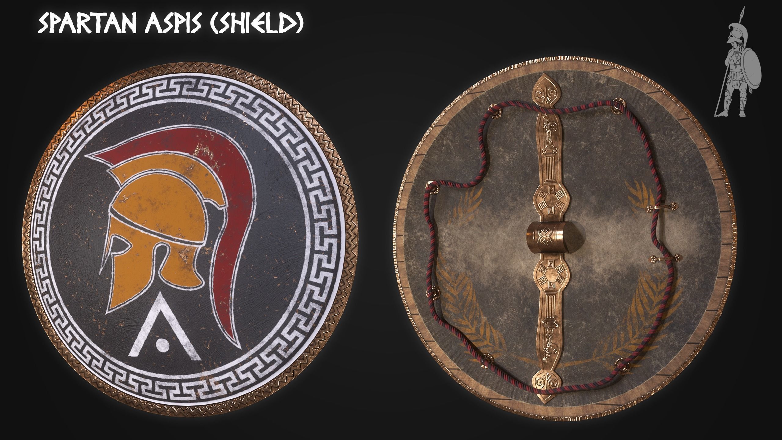 3D model Ancient Greek Shields Set Low Poly Game Ready VR / AR / low ...