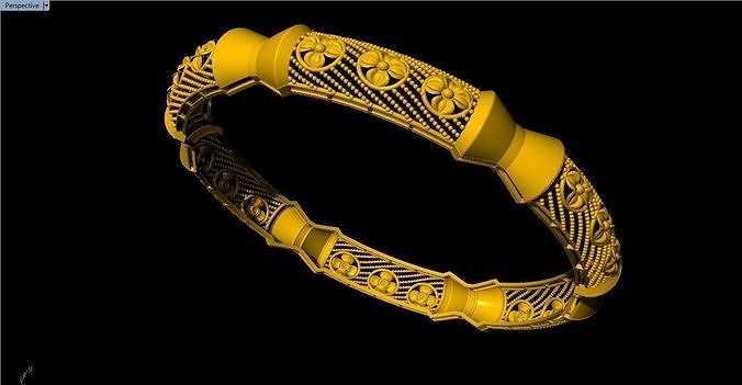 gold bangle 3D model 3D printable | CGTrader