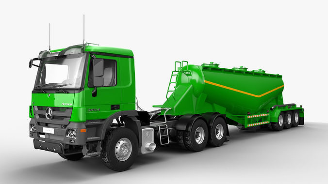 Mercedesbenzactros3354 Bulk Cement Trailer 3D model | CGTrader