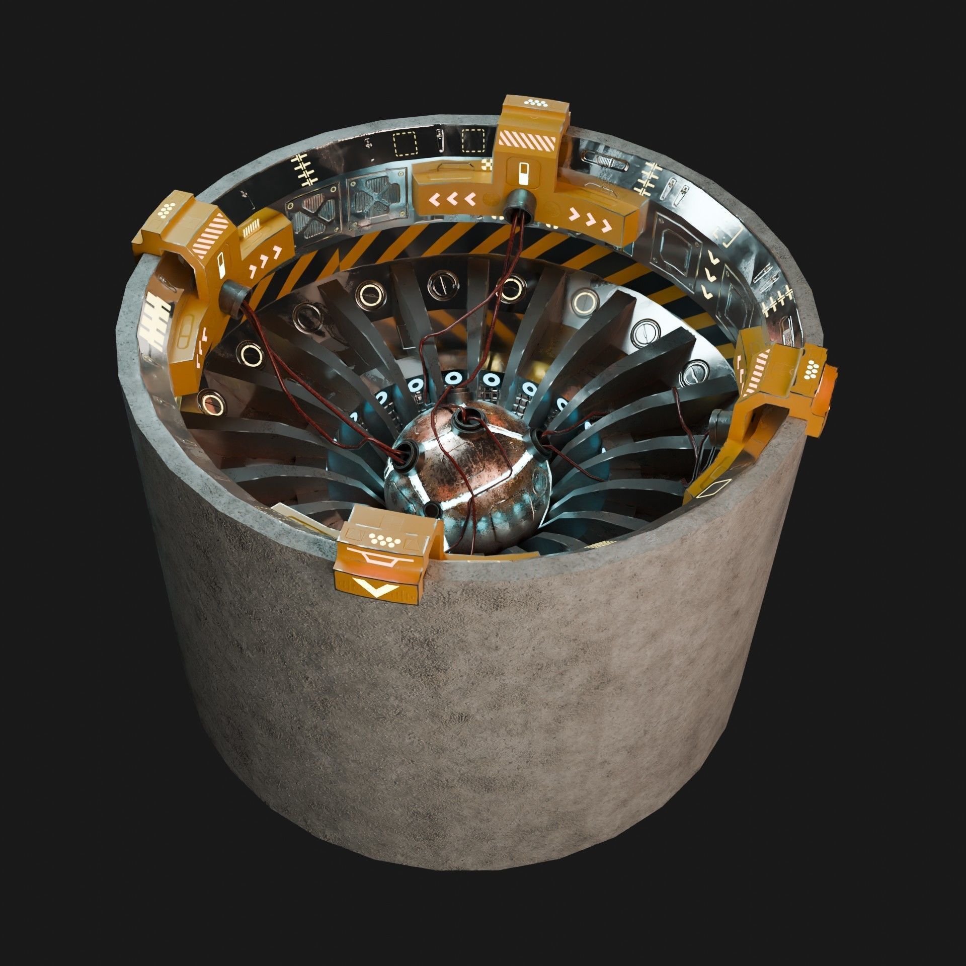3D model Underground Nuclear Power Plant Reactor SciFi Low Poly ...