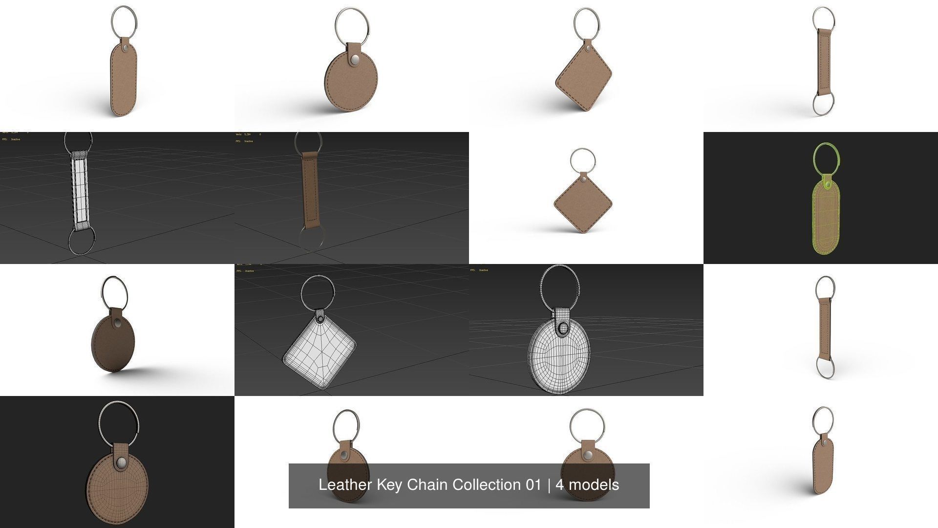 Leather Key Chain Collection 01 VR / AR / low-poly | CGTrader