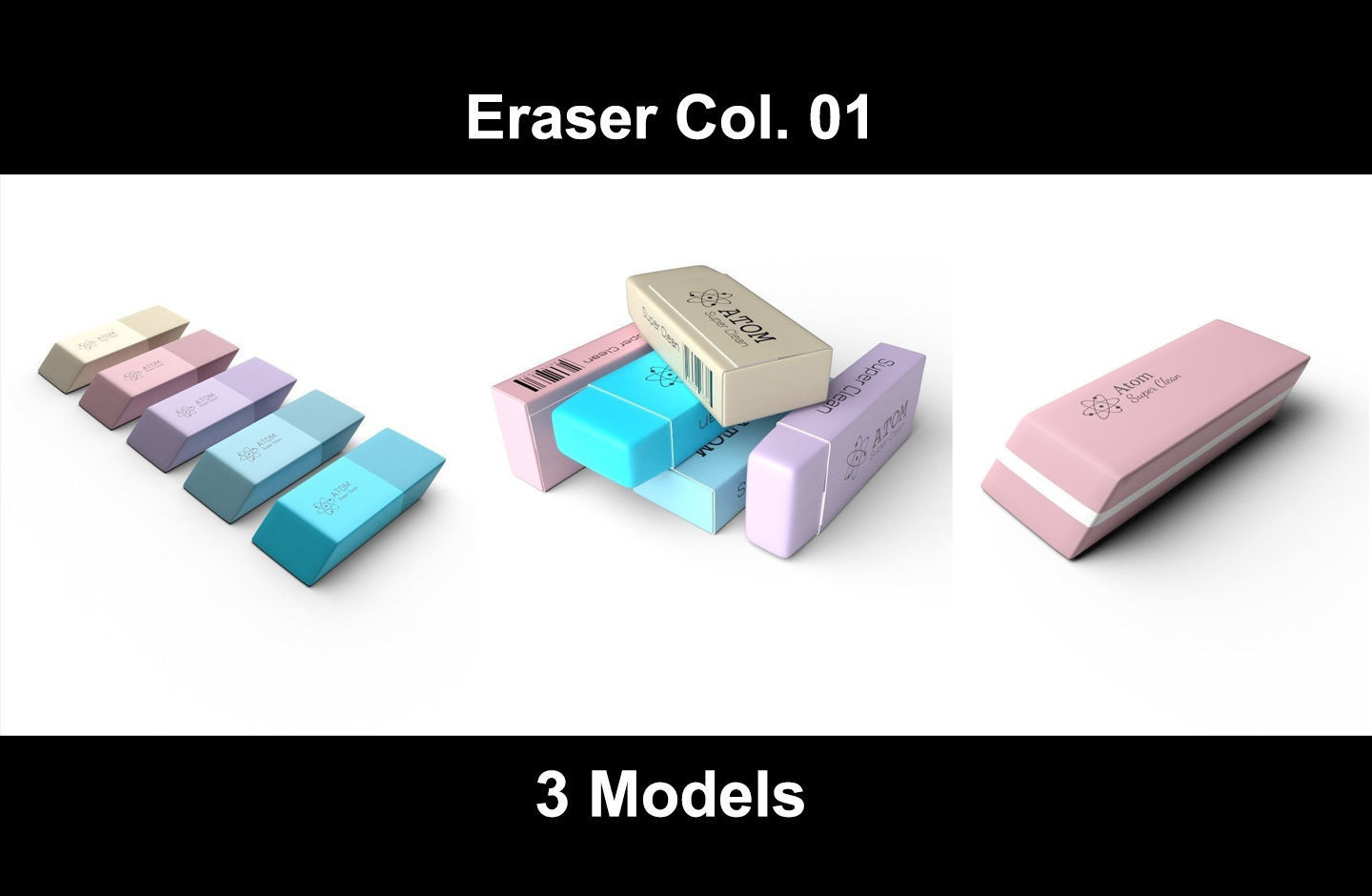 Eraser Collection 01 VR / AR / low-poly | CGTrader