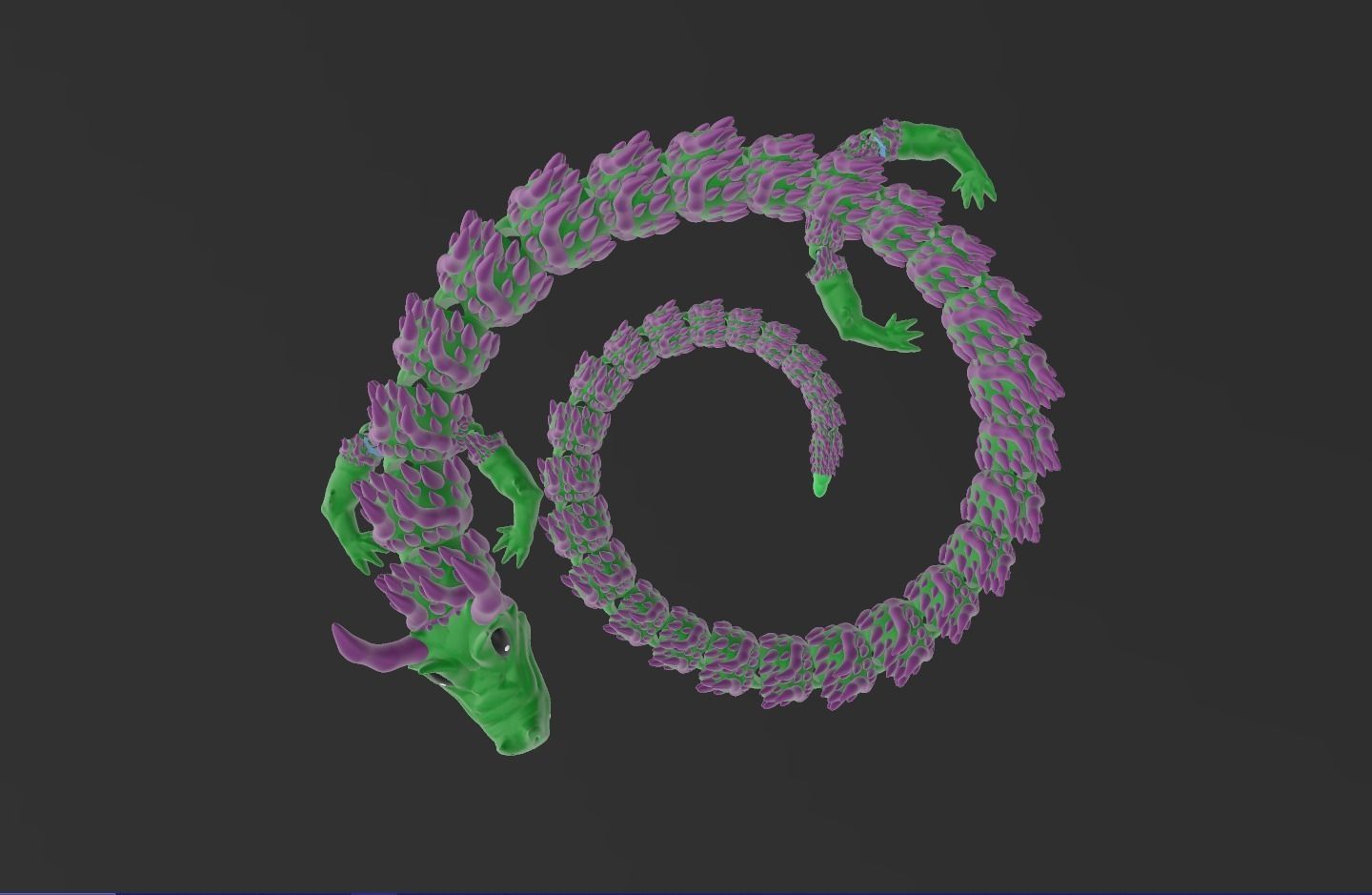 articulated spiked dragon 3D model 3D printable | CGTrader