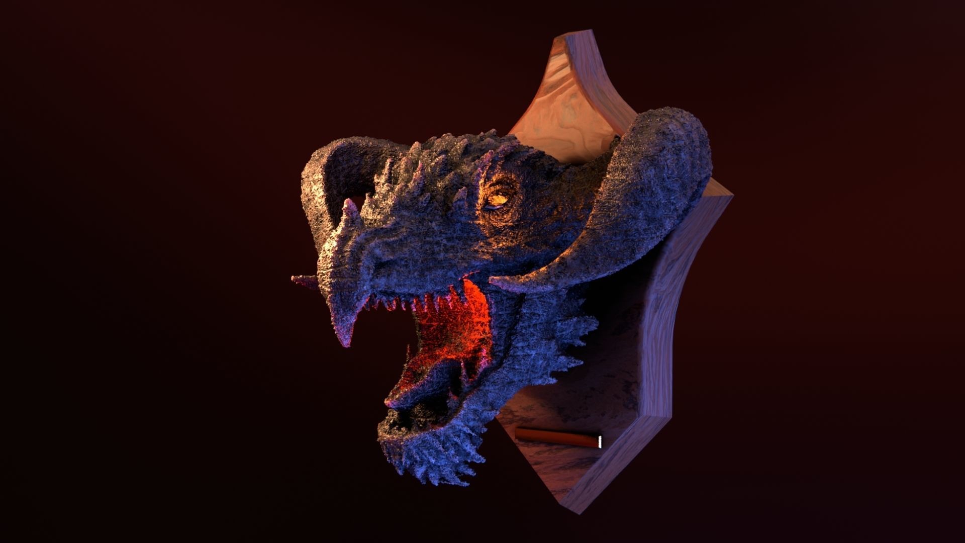 Golden Dragon Head Trophy 3D model | CGTrader