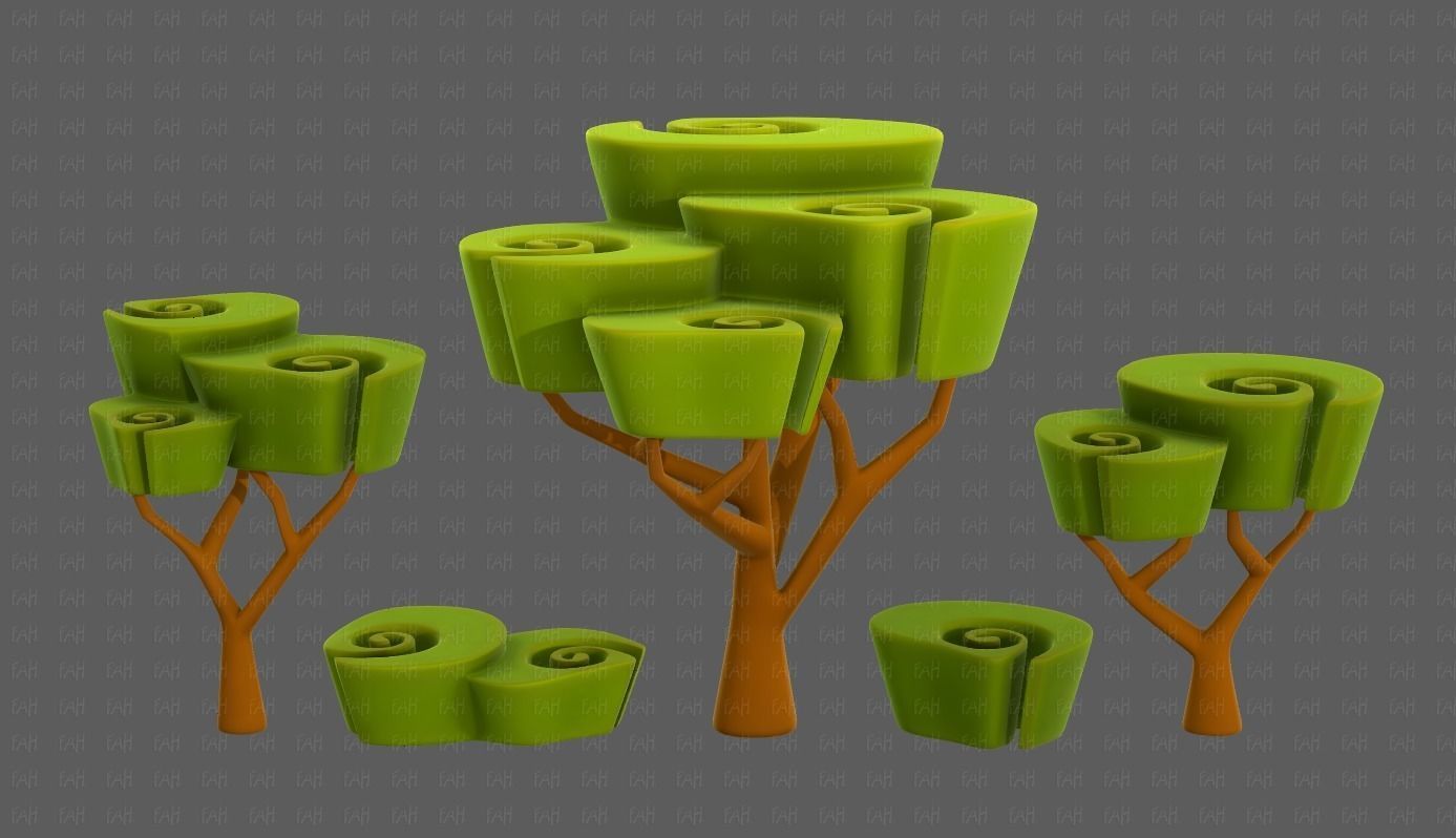 3D model Trees Cartoon V57 VR / AR / low-poly | CGTrader