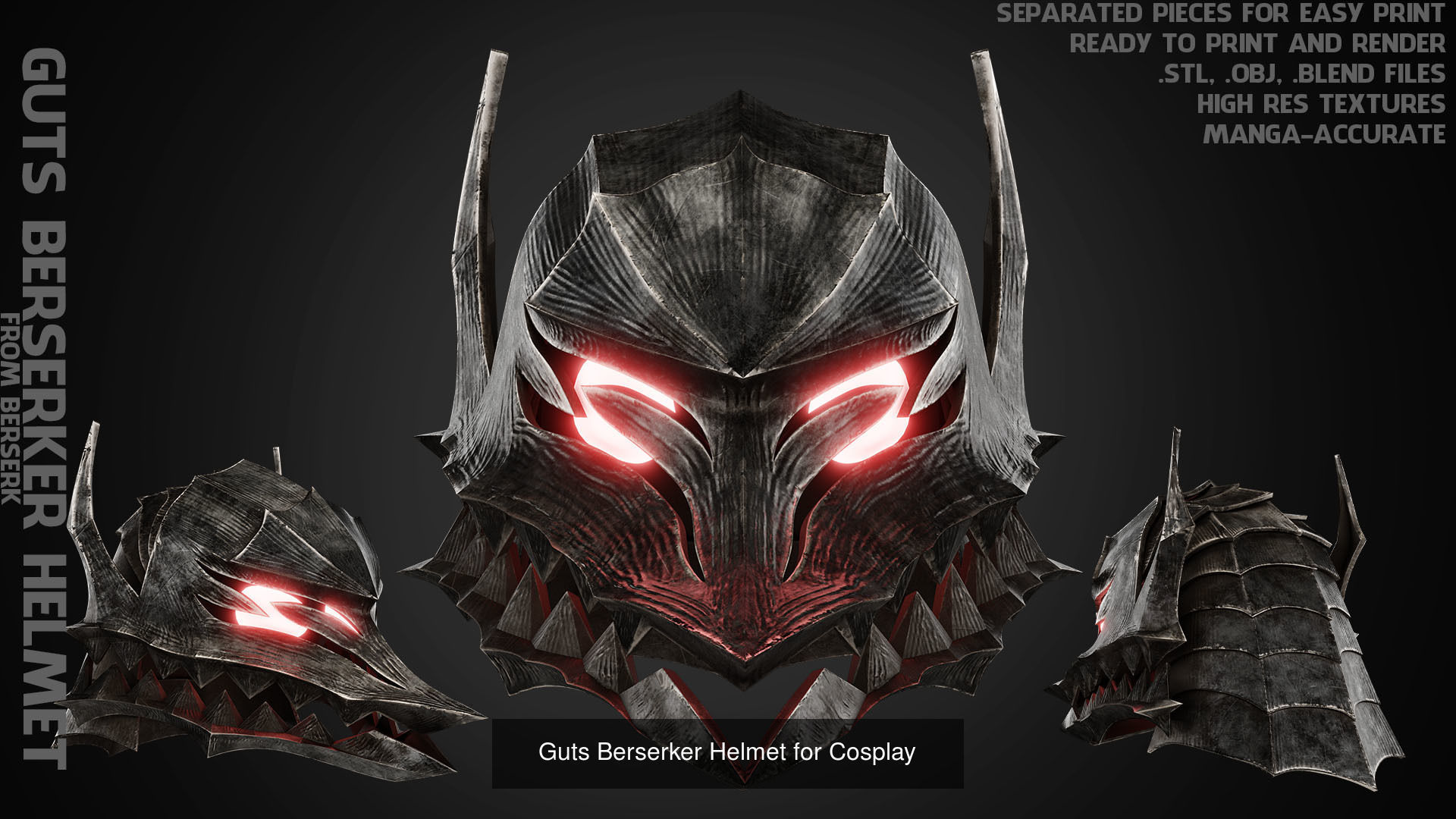 Guts Berserker Full Armor with Dragon Slayer Sword for Cosplay 3D Model ...