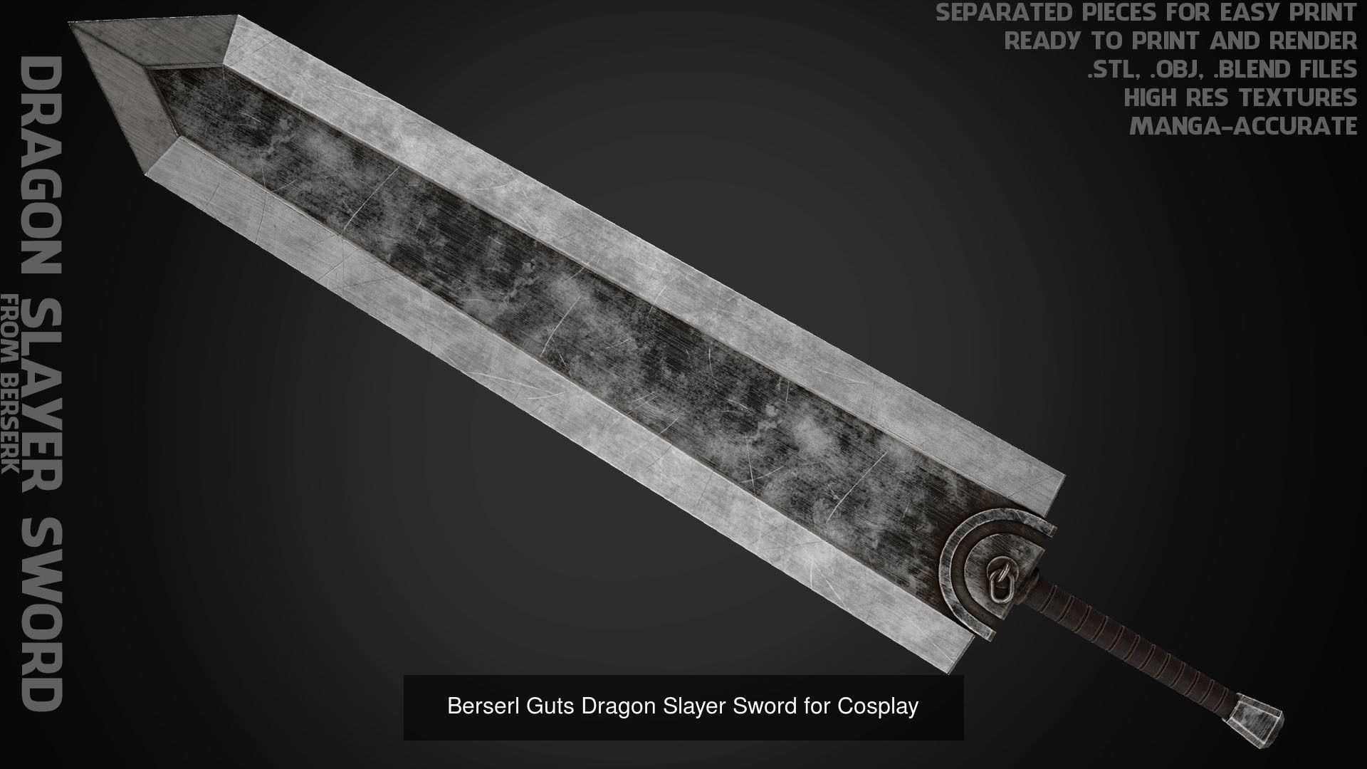 Guts Berserker Full Armor with Dragon Slayer Sword for Cosplay 3D Model Collection 3D printable ...