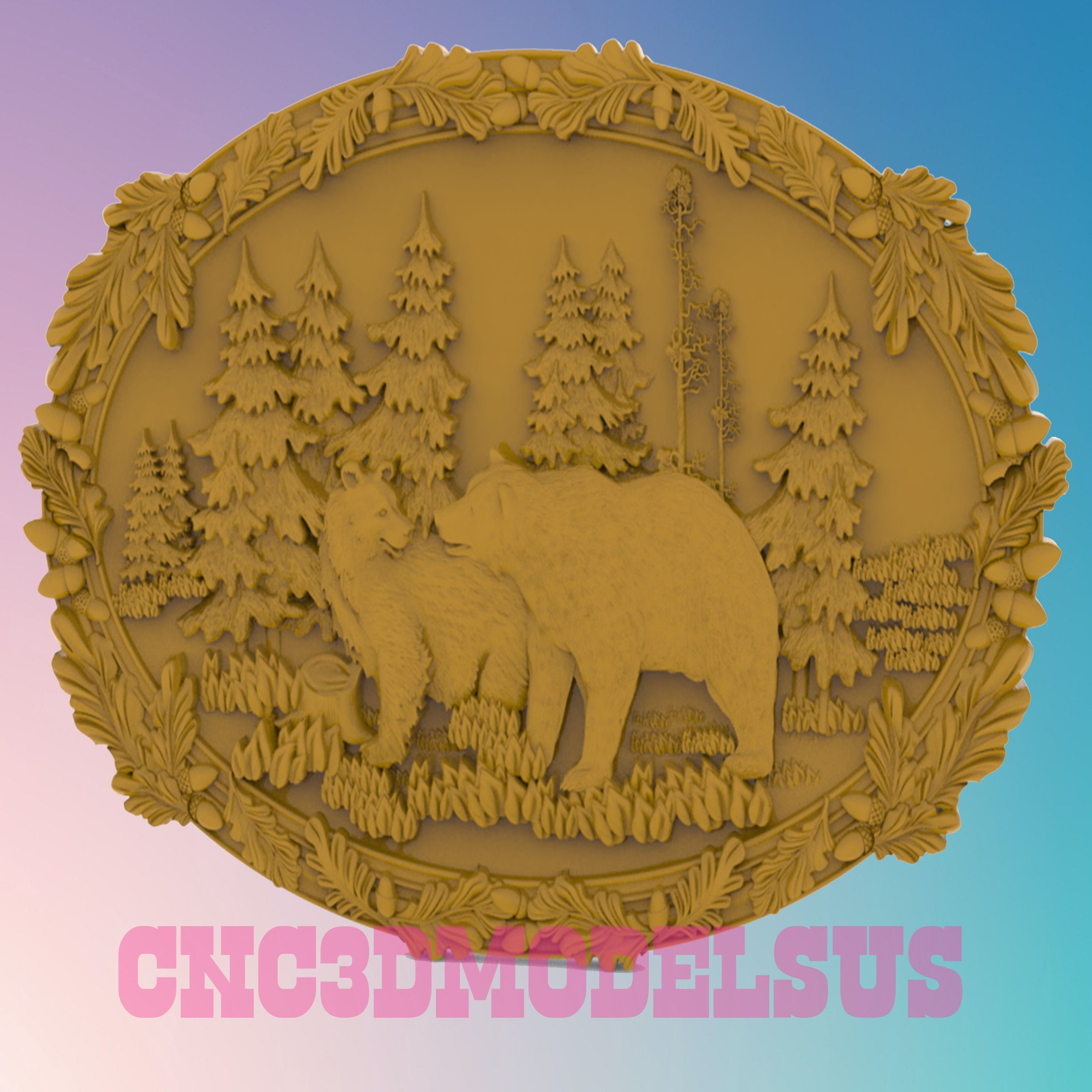 Bears panel 3D MODEL STL FILE FOR CNC ROUTER LASER 3D model 3D ...