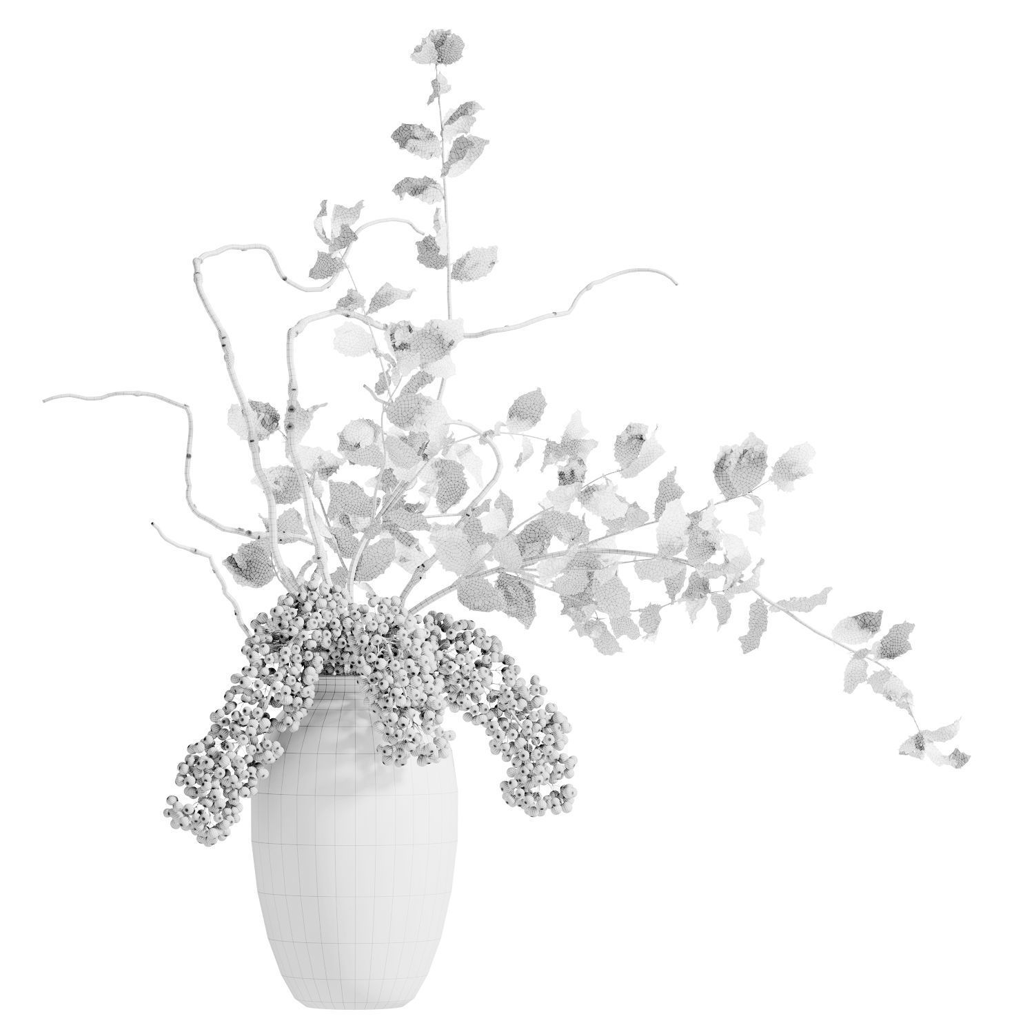 3D model red ball fruit bouquet inserted into clay pot 02 VR / AR / low ...