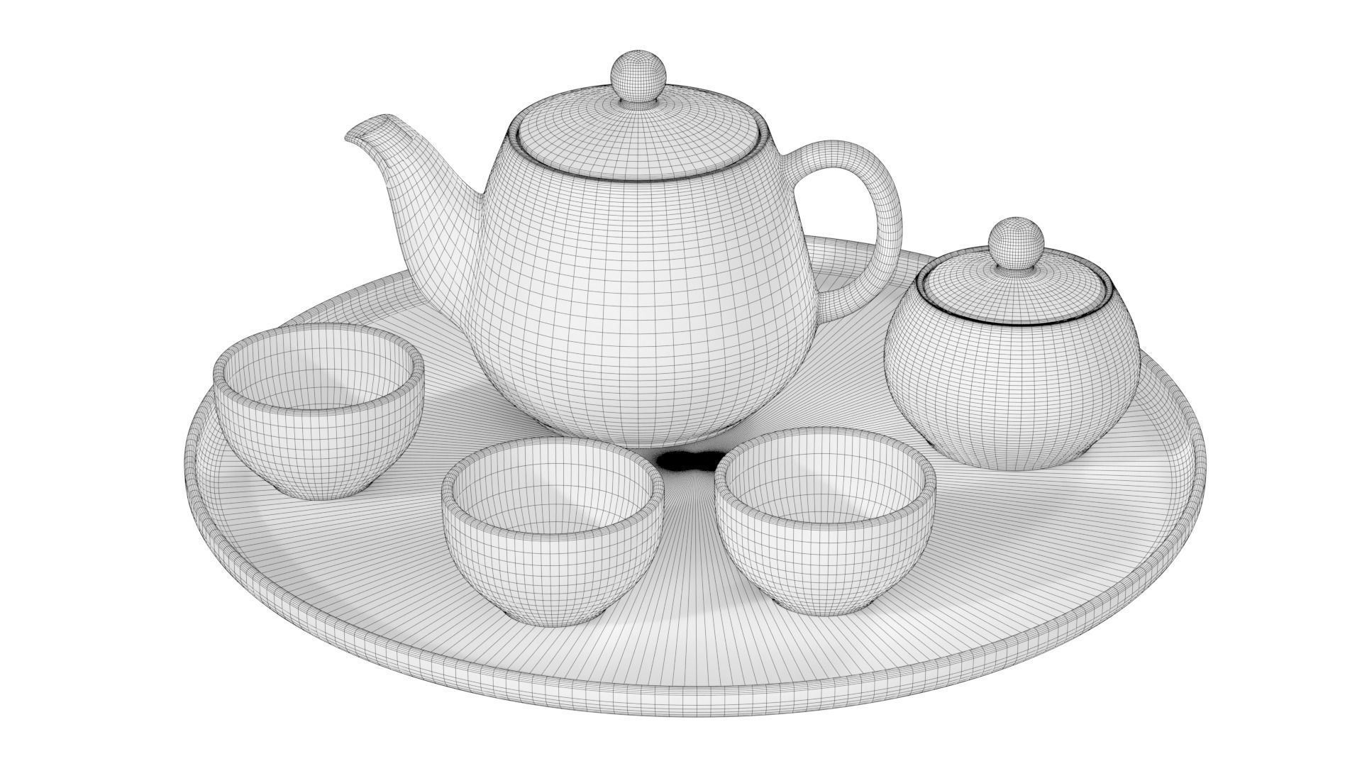 Tea Set - Black 3D model | CGTrader