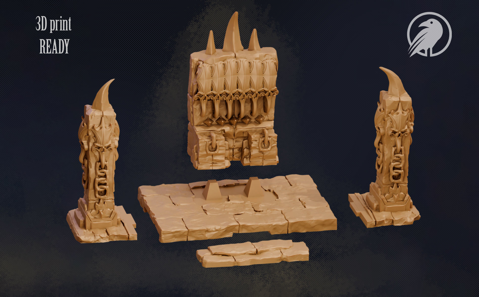 Doom wall Altar with stairs Tabletop Environment 3D model 3D printable ...