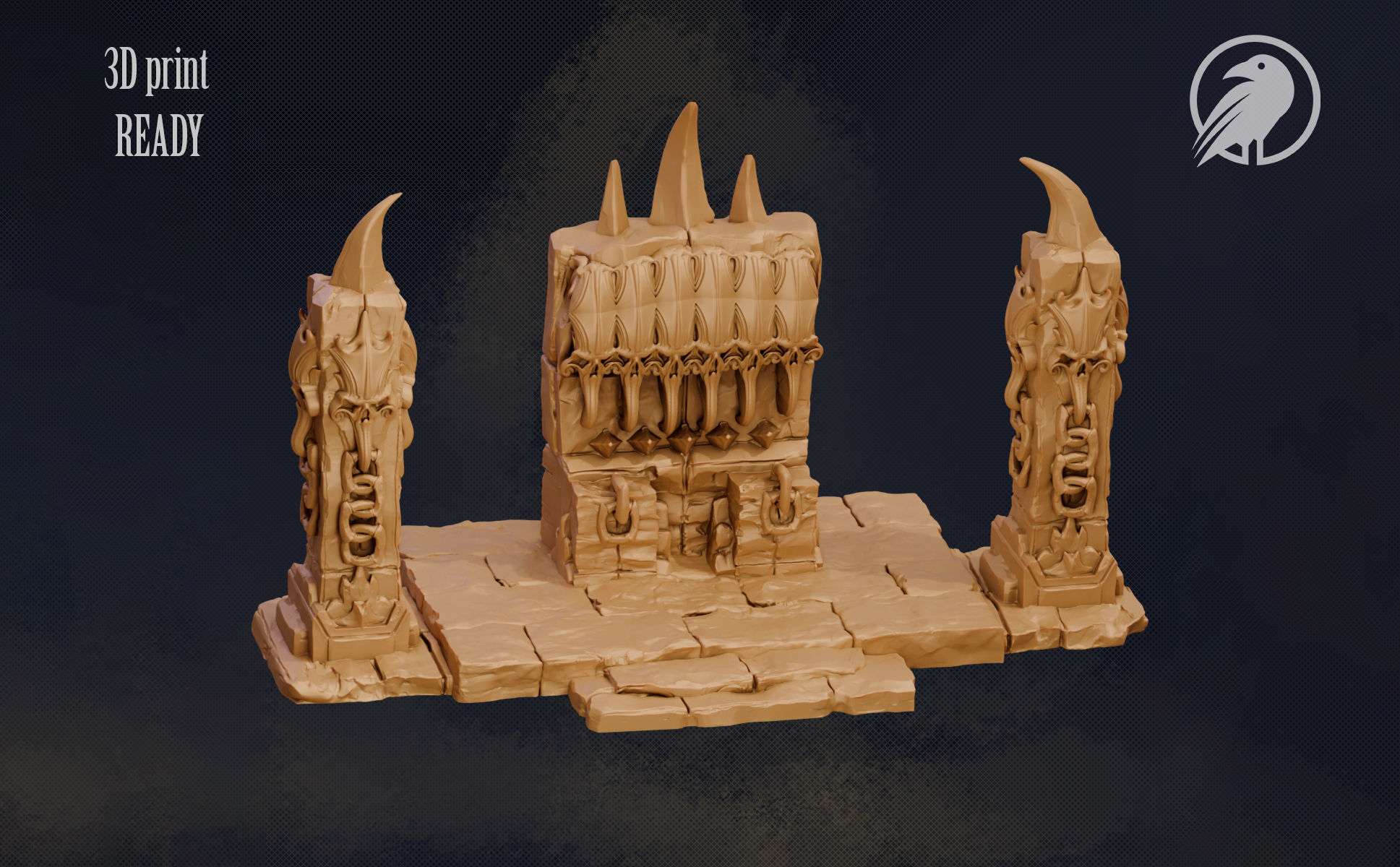 Doom wall Altar with stairs Tabletop Environment 3D model 3D printable ...