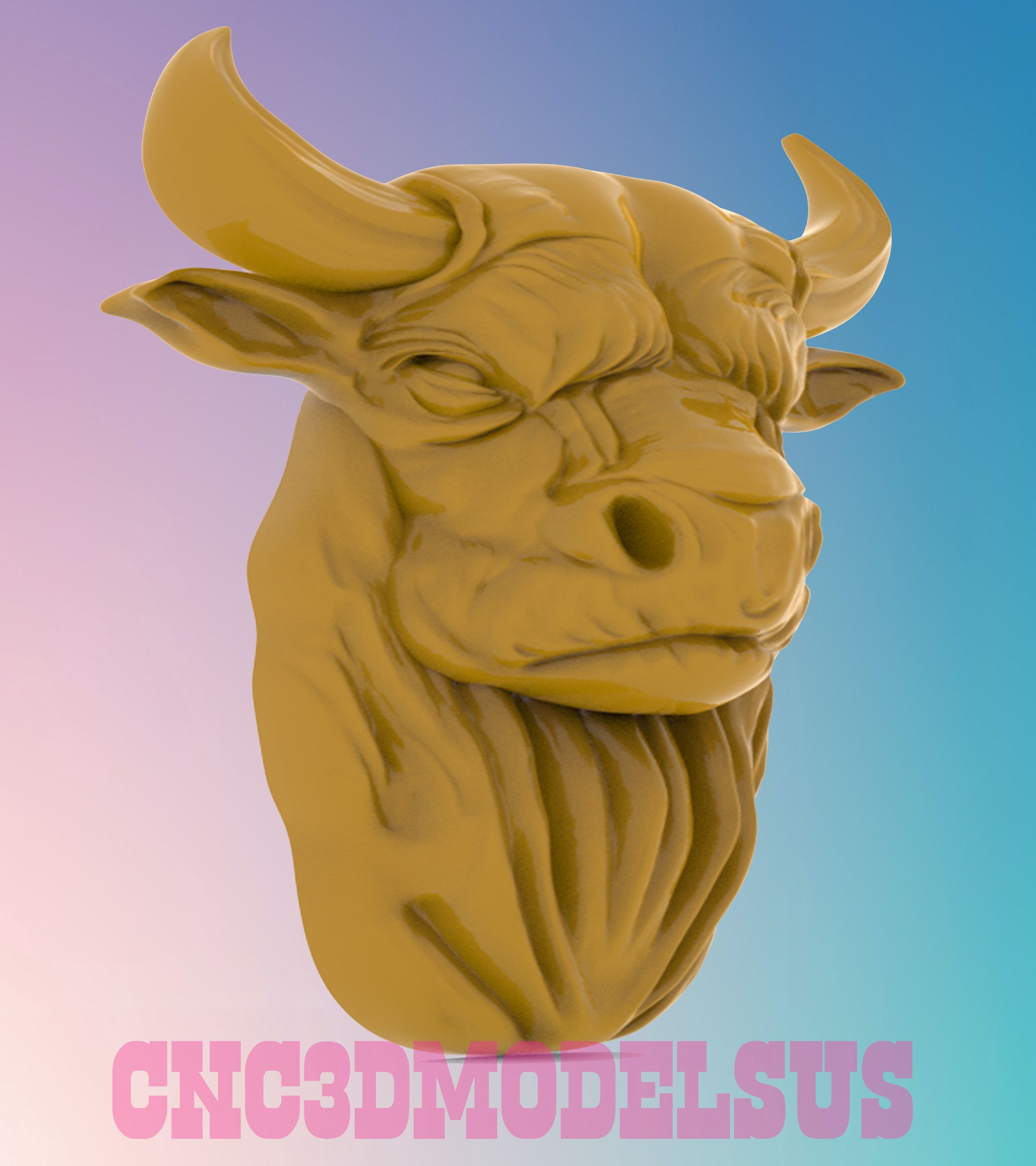 Bull Head 3 3D MODEL STL FILE FOR CNC ROUTER LASER 3D model 3D ...