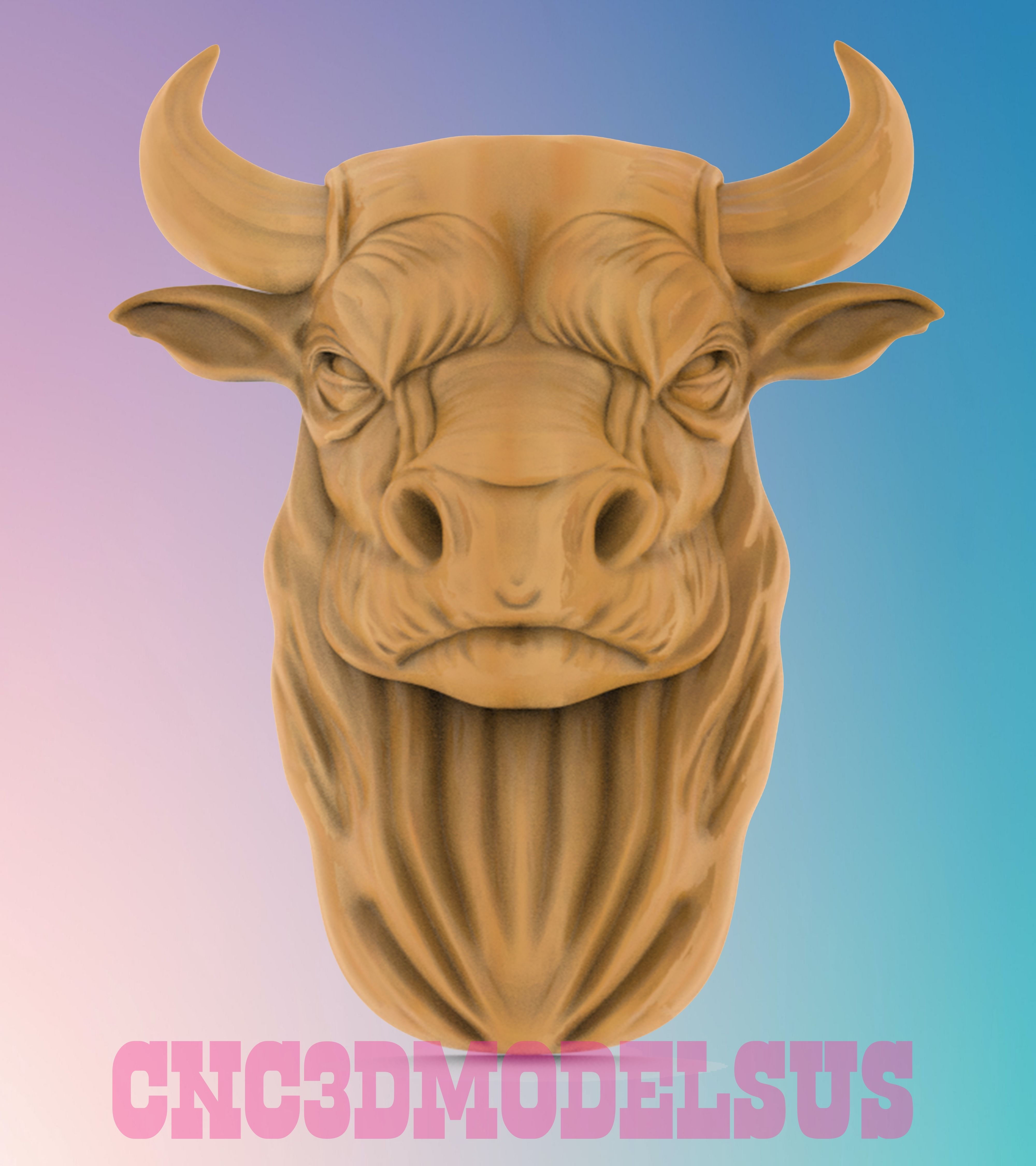 Bull Head 3 3D MODEL STL FILE FOR CNC ROUTER LASER 3D model 3D ...
