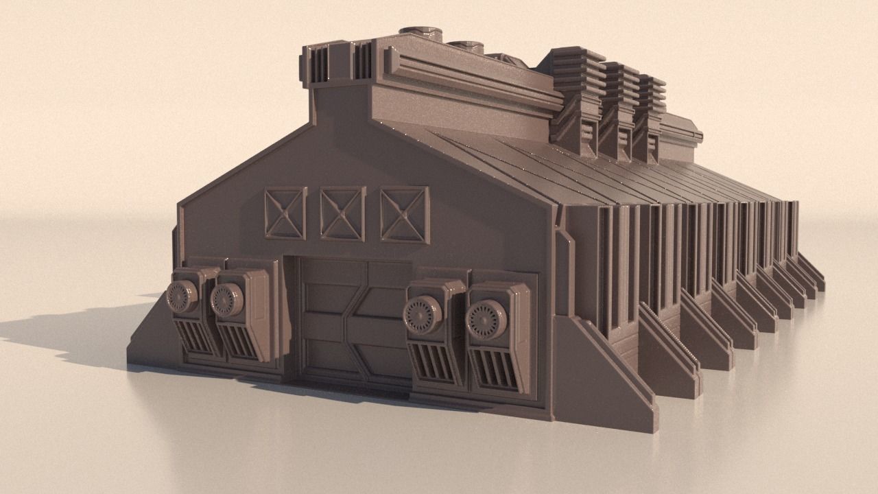 Sci-fi Factory building for 3Dprint 3D model 3D printable | CGTrader