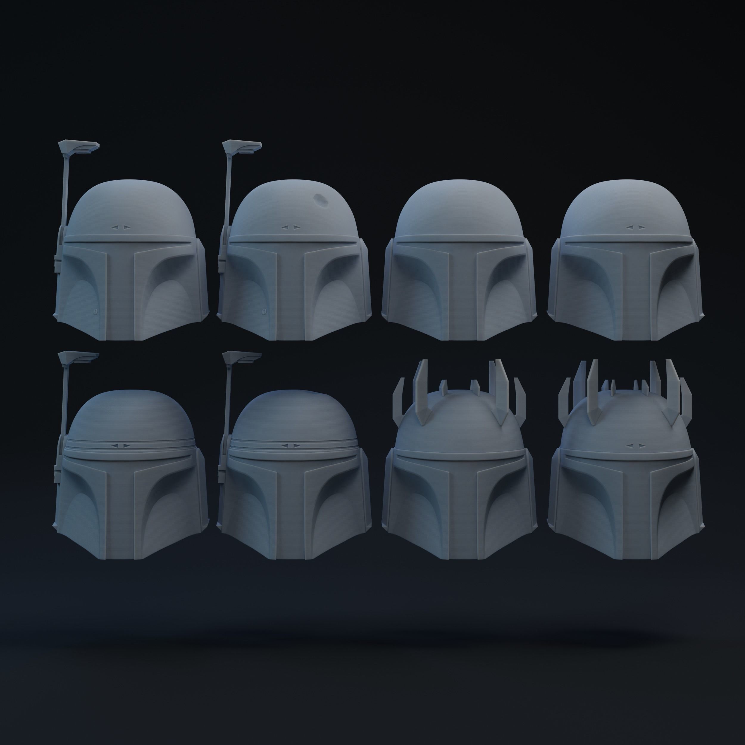 Mandalorian One-Twelfth Scale Helmets 3D model 3D printable | CGTrader