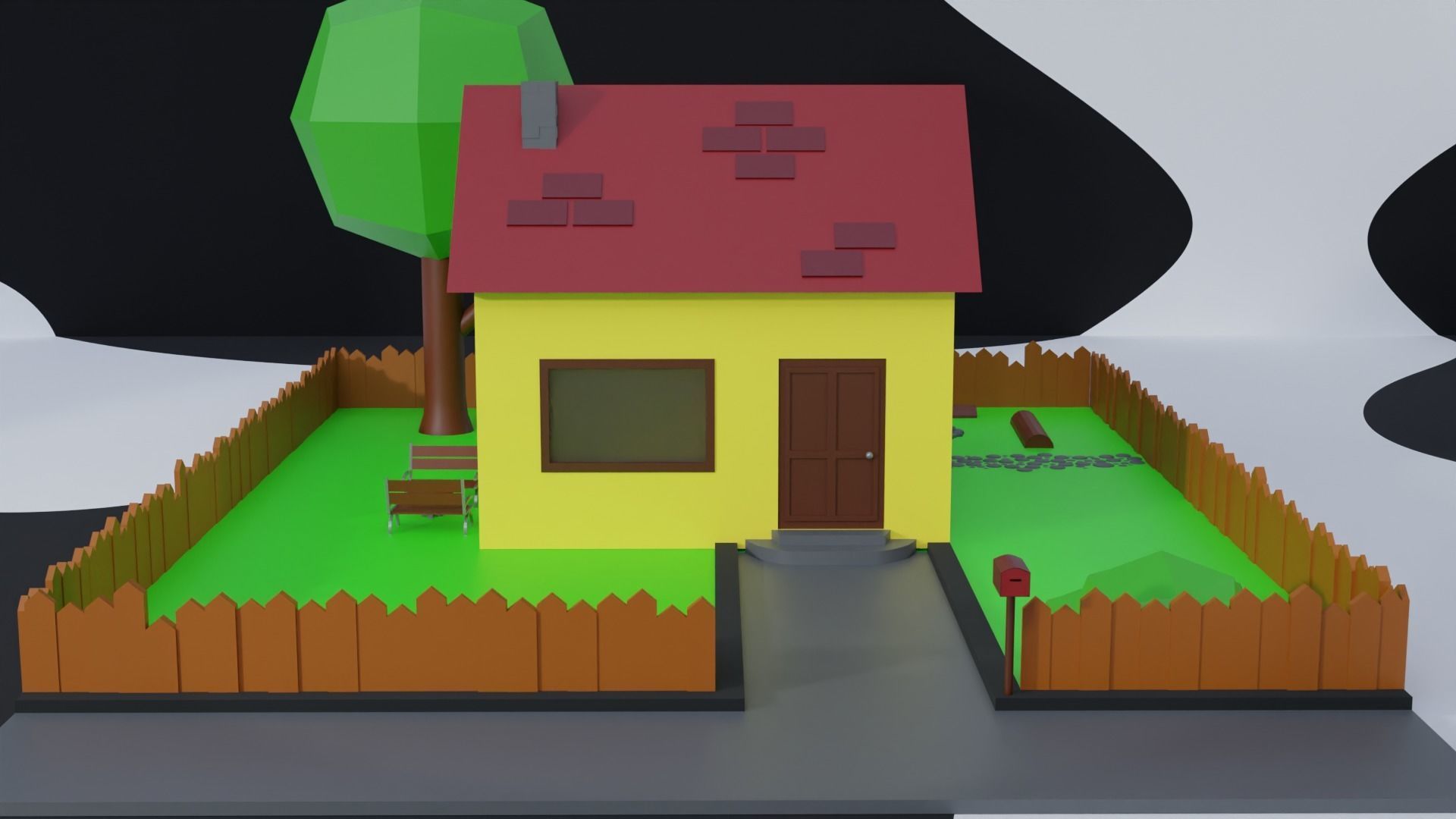Simple house with garden 3D model | CGTrader