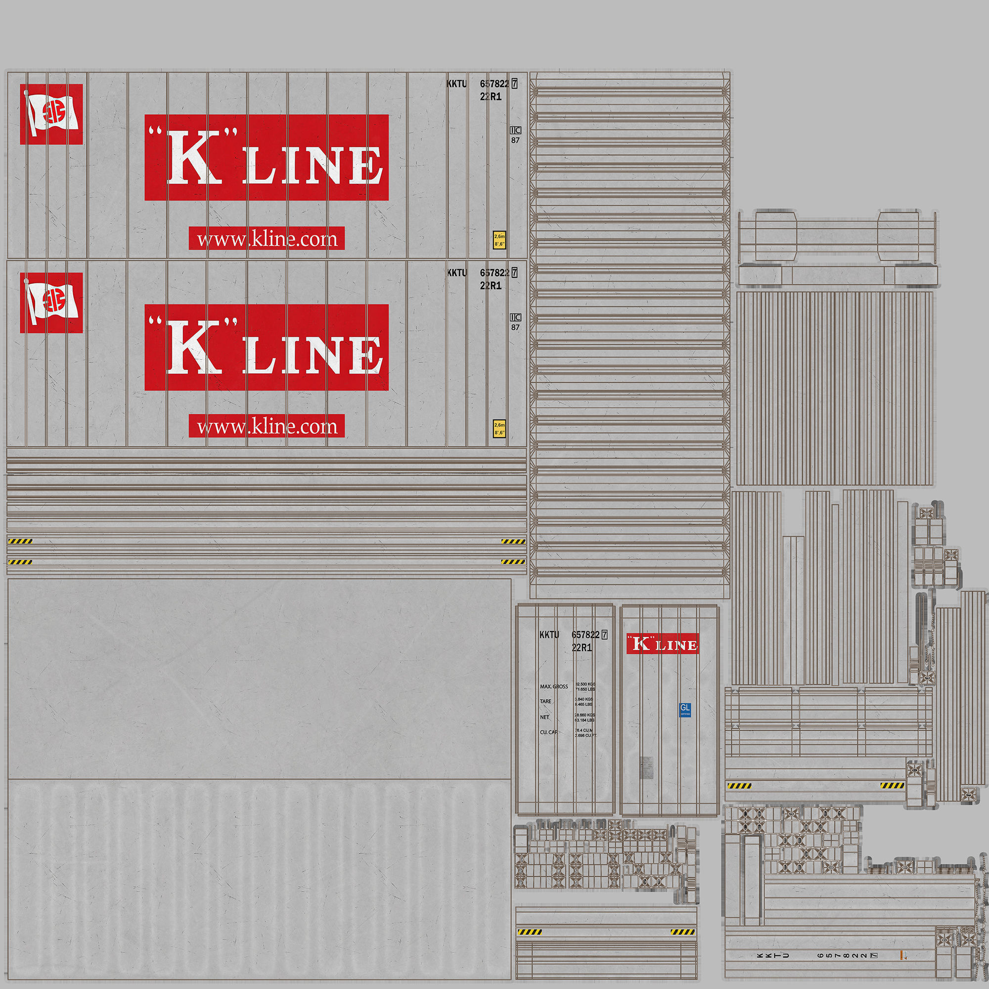20ft K-LINE shipping Container Reefer CARRIER 3D model | CGTrader