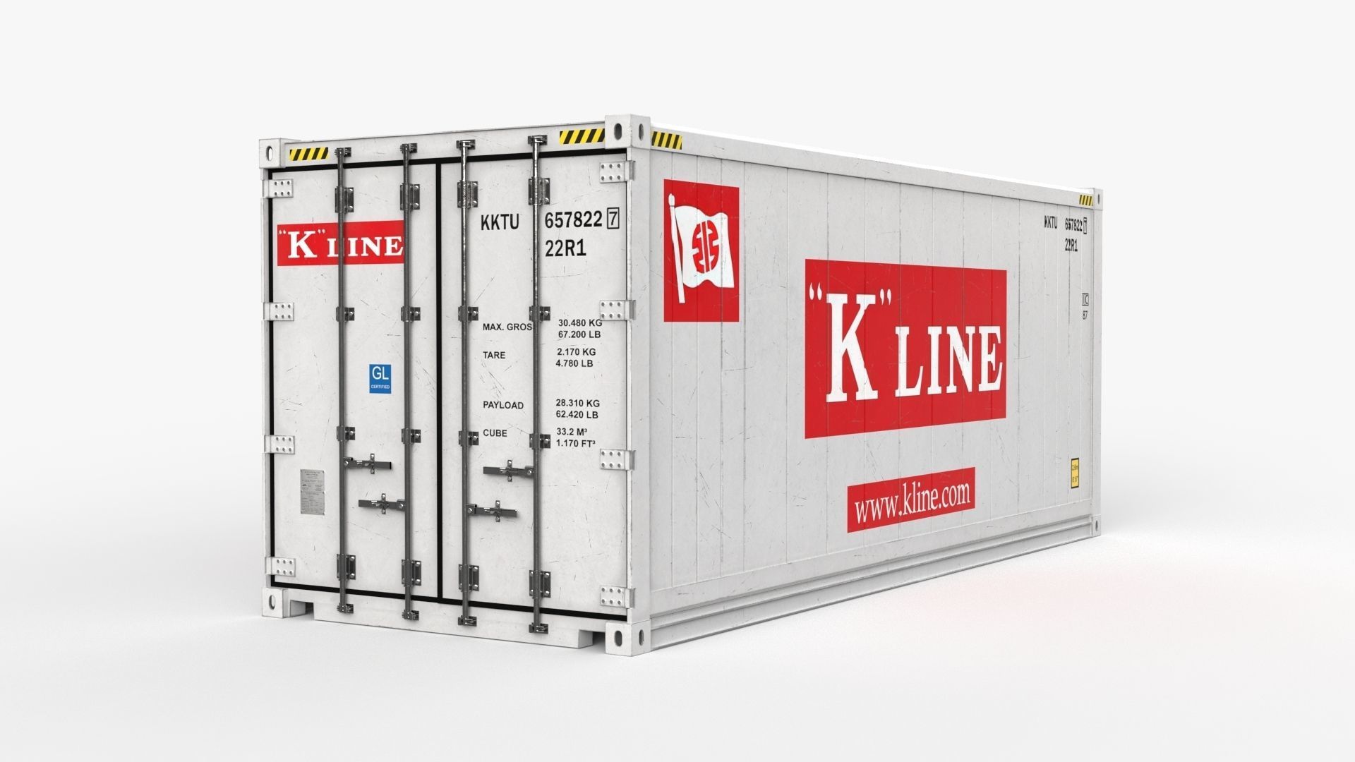 20ft K-LINE shipping Container Reefer CARRIER 3D model | CGTrader