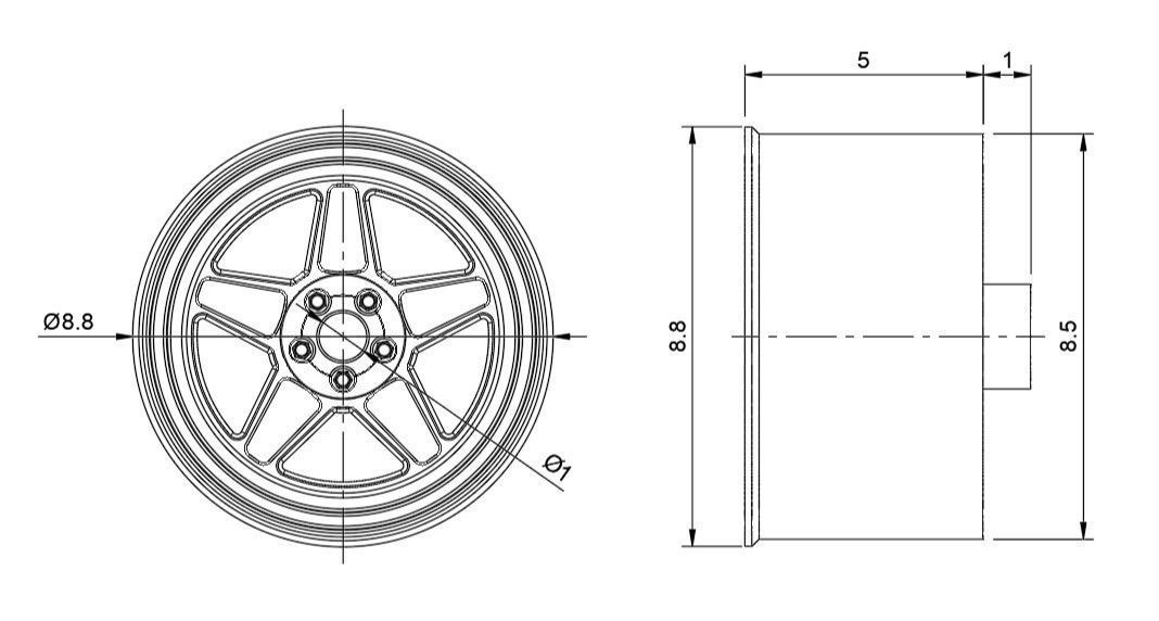WORK SEEKER NX2 RIMS FOR DIECAST 64 SCALE 3D model 3D printable | CGTrader