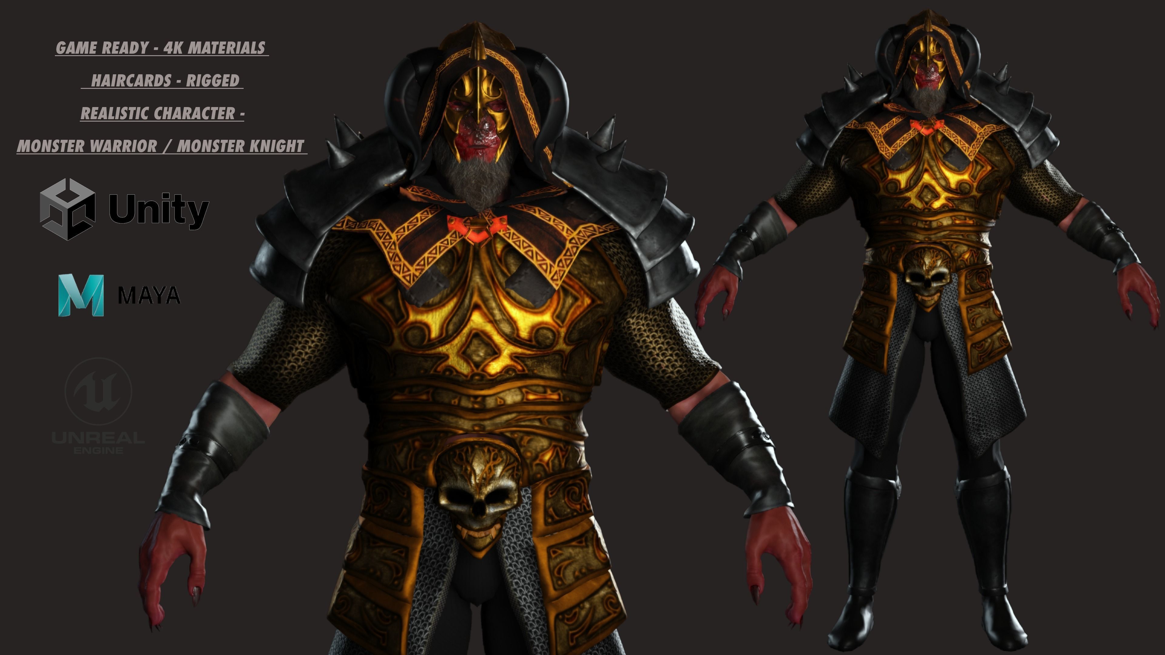 3D model AAA 3D GAME READY FANTASY MALE CHARACTER - MONSTER WARRIOR 01 ...