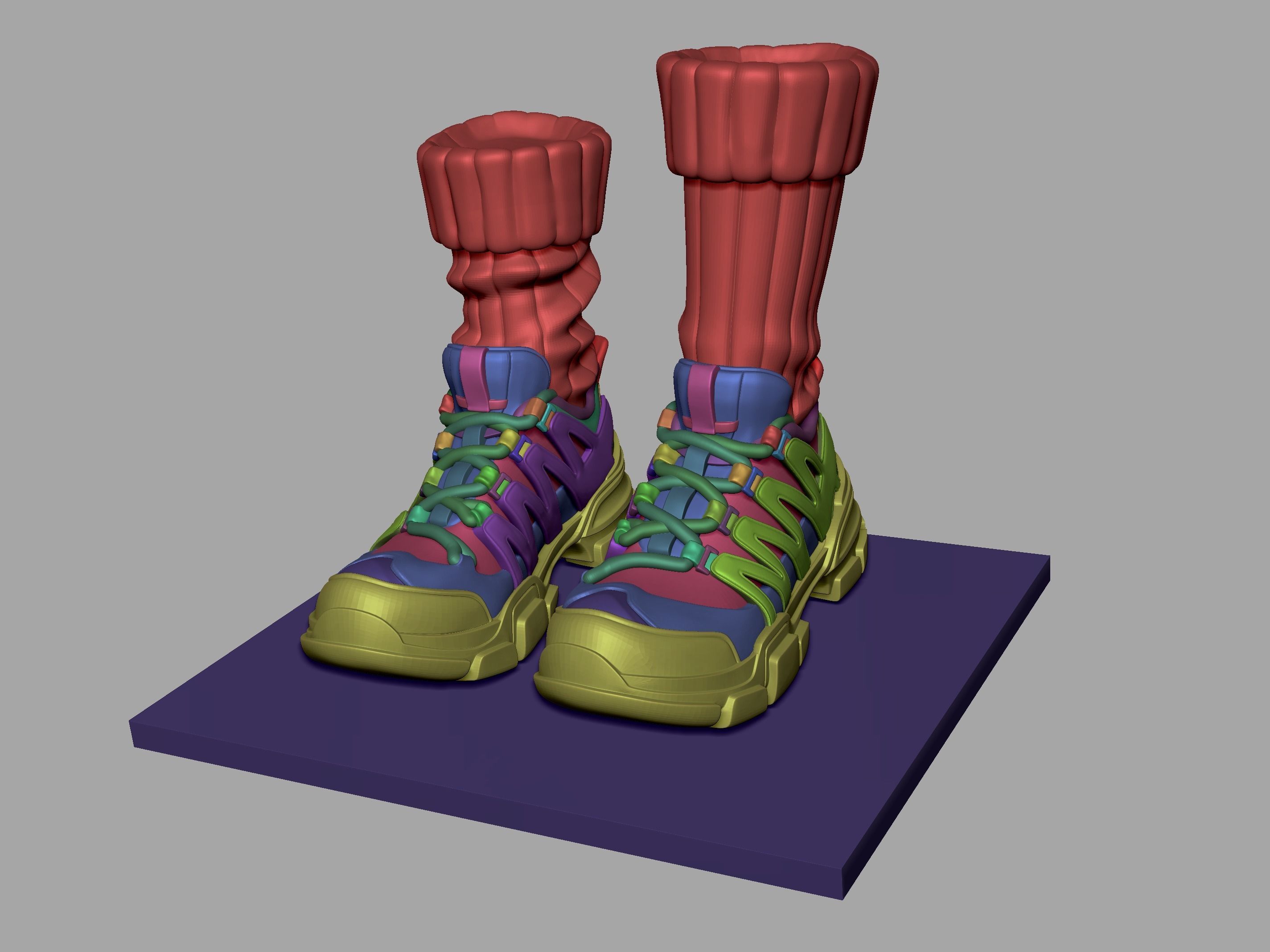 Sneakers chunky sole 3D model 3D printable | CGTrader