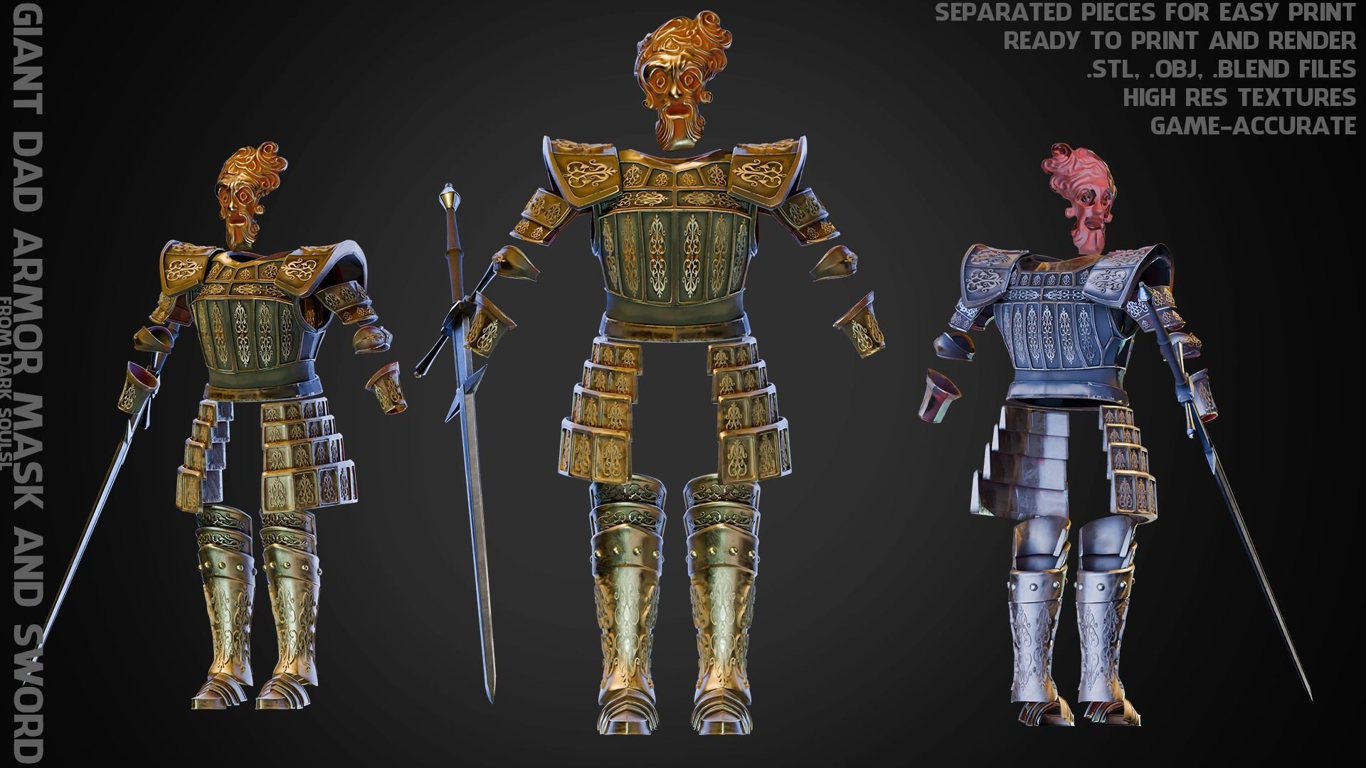 Dark Souls Giant Dad Full Armor and Sword for Cosplay 3D Model ...