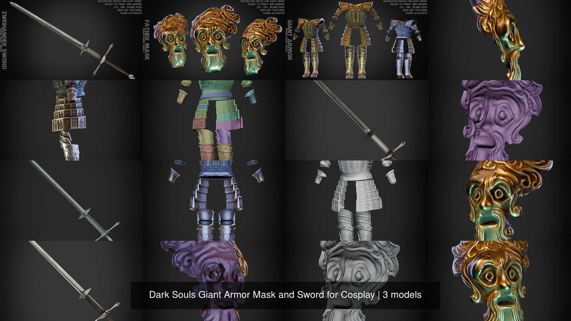 Dark Souls Giant Dad Full Armor and Sword for Cosplay 3D Model ...