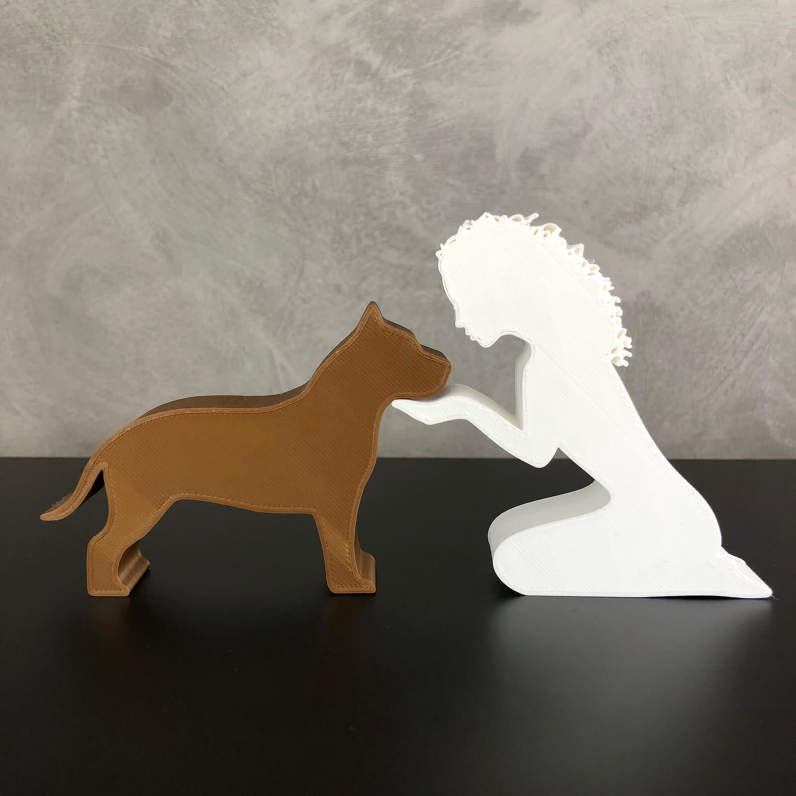 Girl and her American Bully -wavy hair- for 3D printer 3D model 3D ...