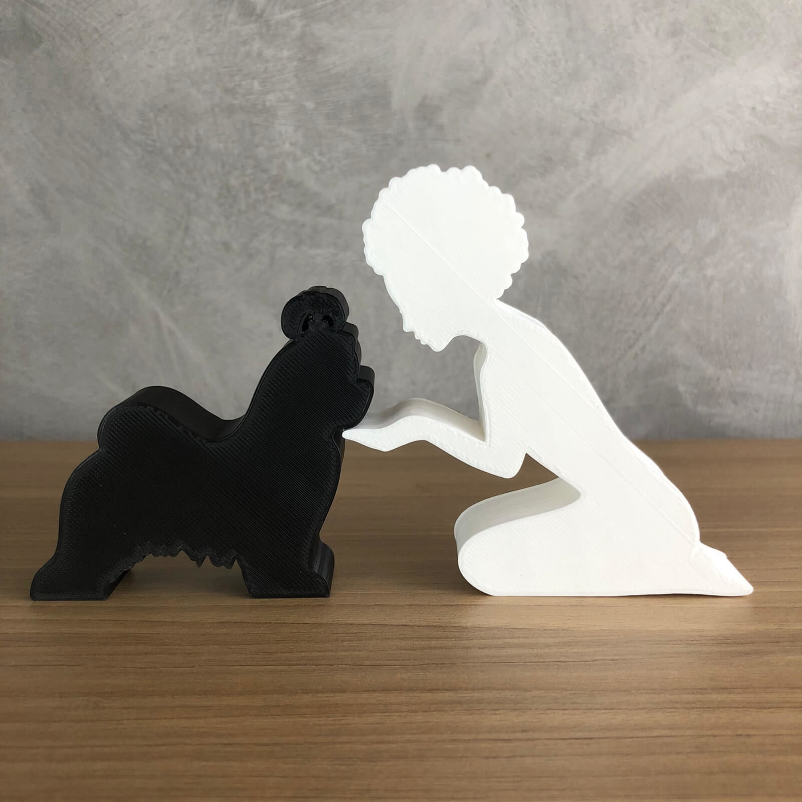 Girl and her lhasa apso -afro hair- for 3D printer or laser cut 3D ...