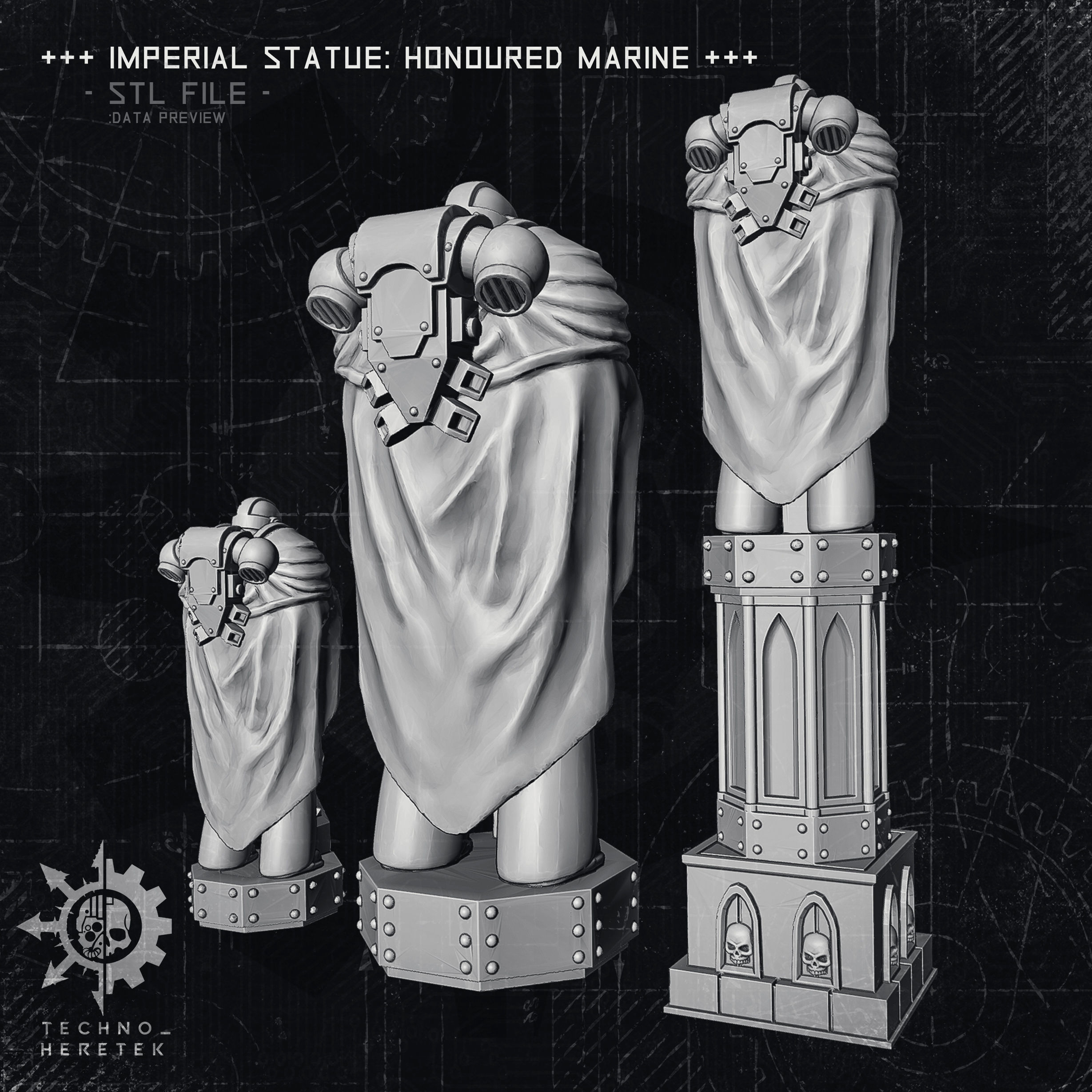 Imperial Statue - Honored Marine for Wh40K Tabletop 3D model 3D ...