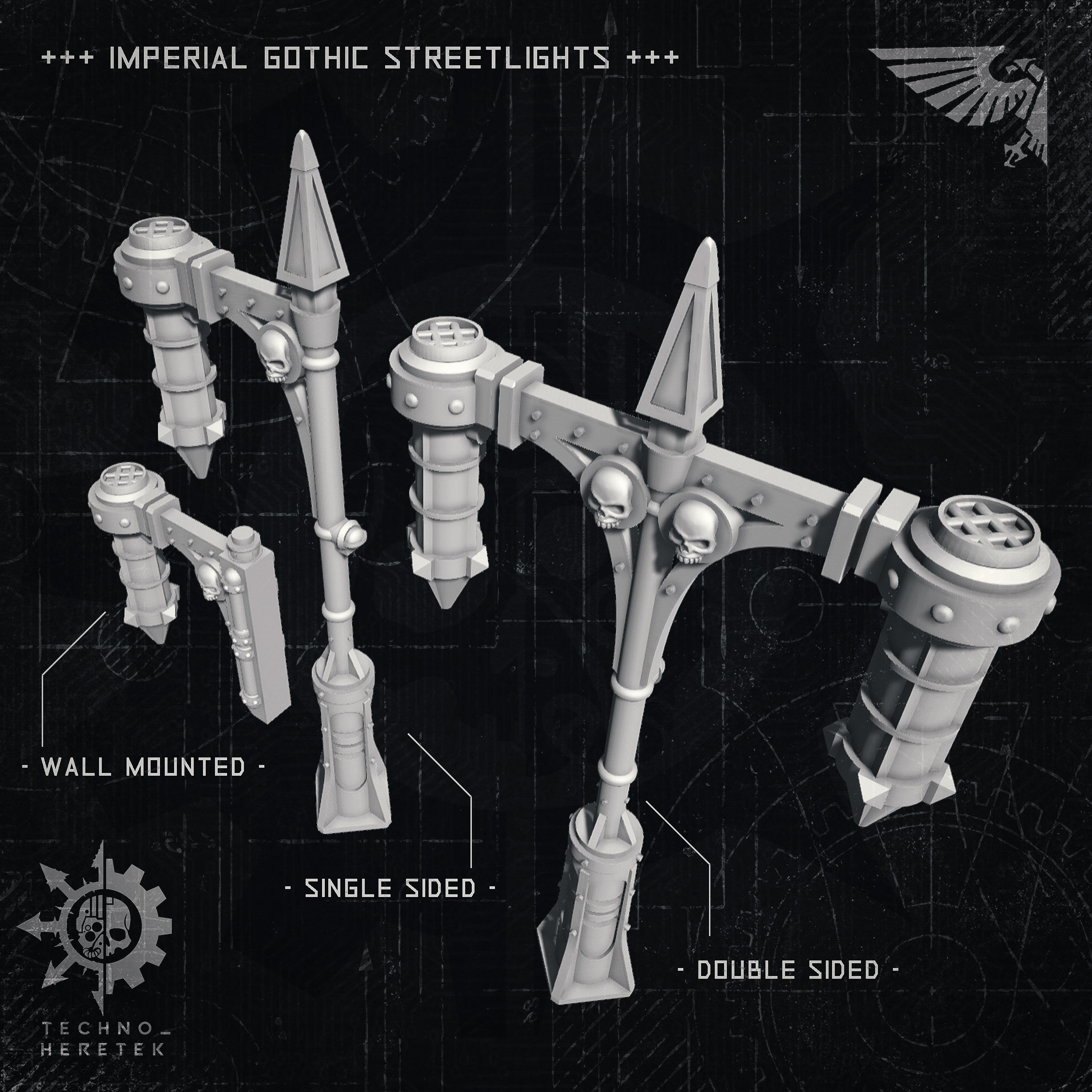 Imperial Gothic Streetlights - for Wh40K Tabletop 3D print 3D model 3D ...